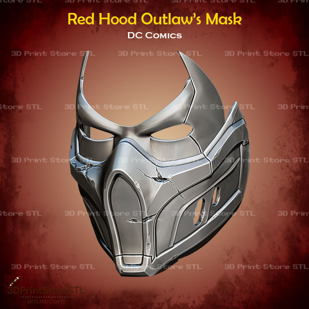 Red Hood Outlaw Mask Cosplay DC Comics - STL File 3D model 3D printable ...