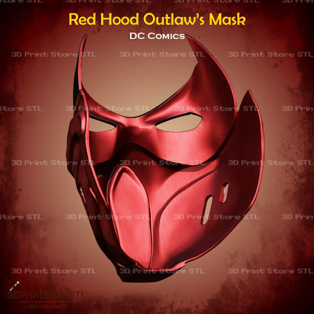 Red Hood Outlaw Mask Cosplay DC Comics - STL File 3D model 3D printable ...