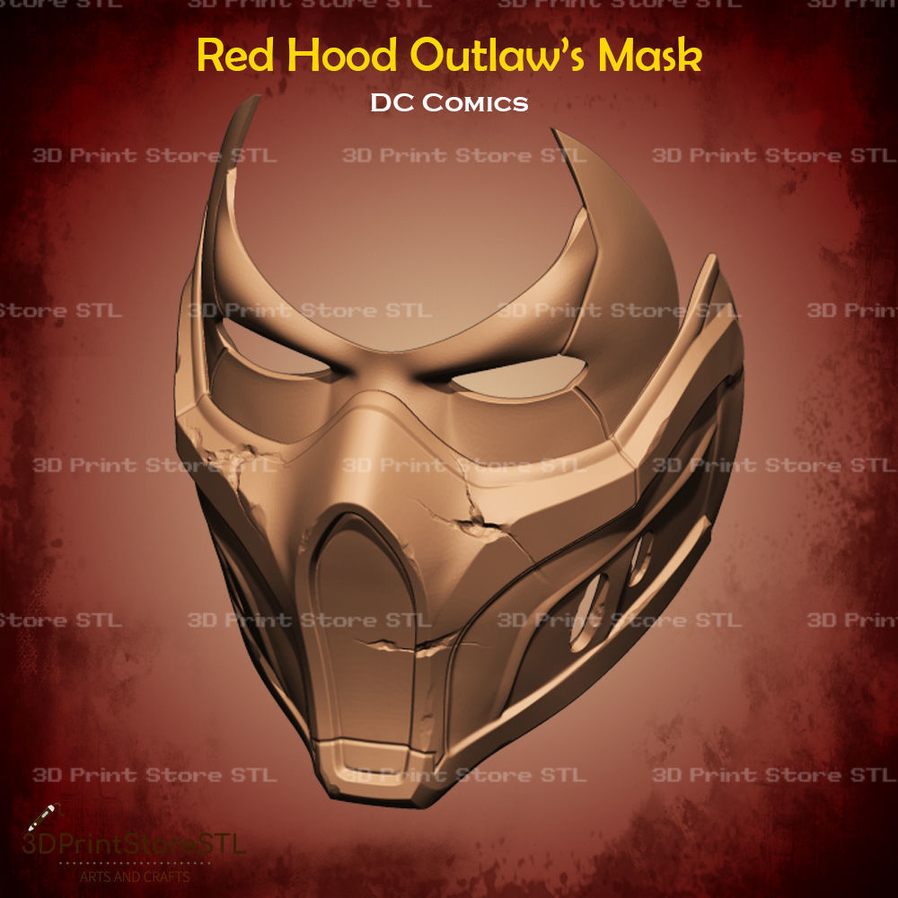 Red Hood Outlaw Mask Cosplay DC Comics - STL File 3D model 3D printable ...