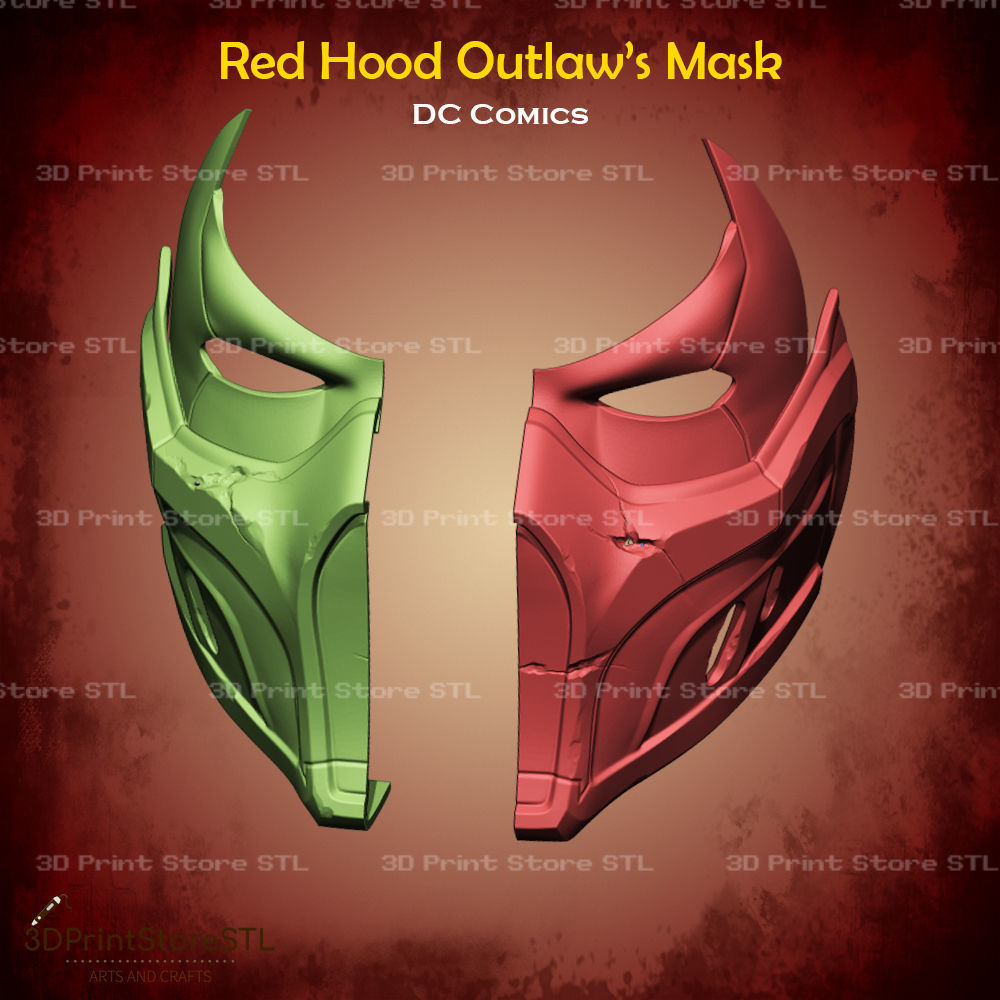 Red Hood Outlaw Mask Cosplay DC Comics - STL File 3D model 3D printable ...