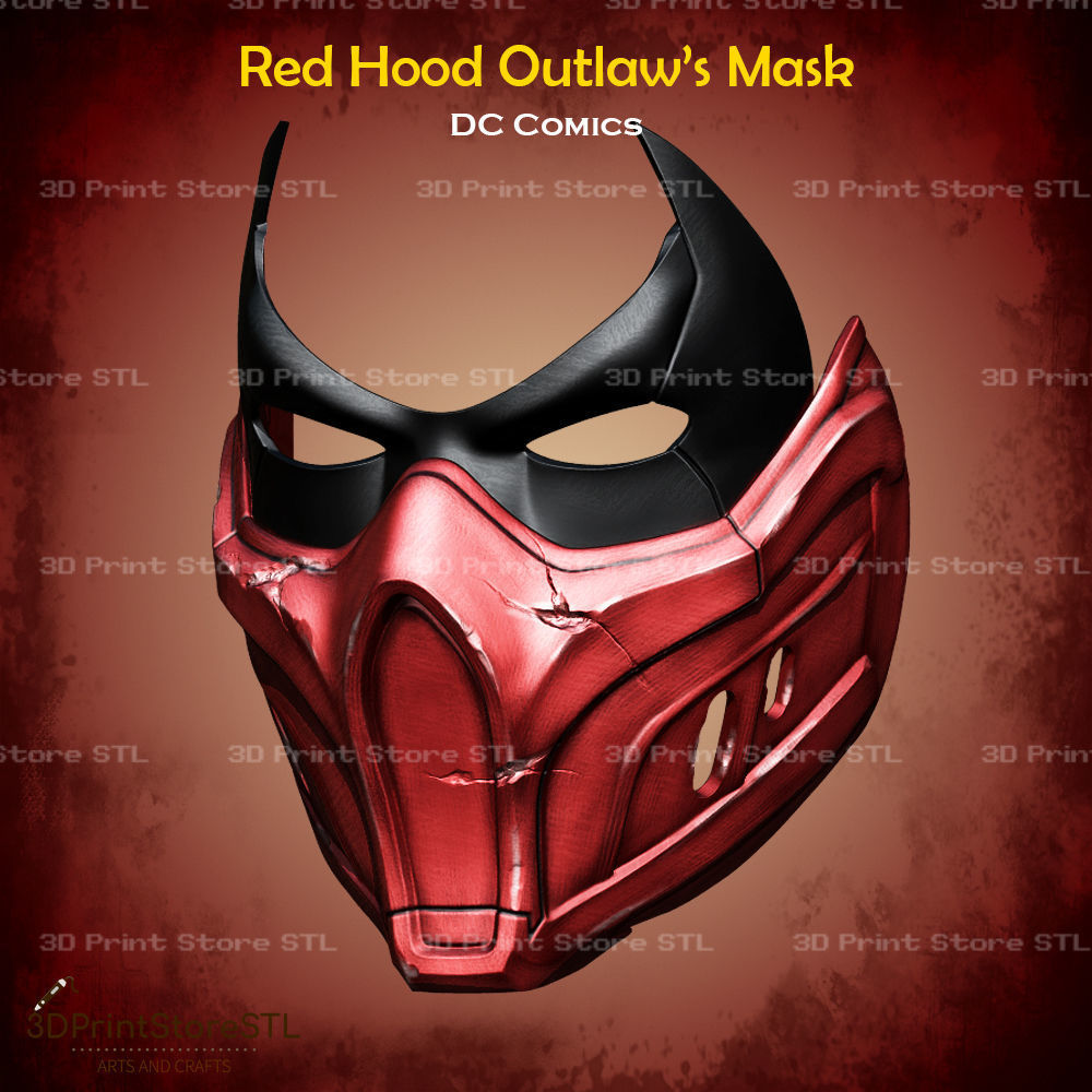Red Hood Outlaw Mask Cosplay DC Comics - STL File 3D model 3D printable ...