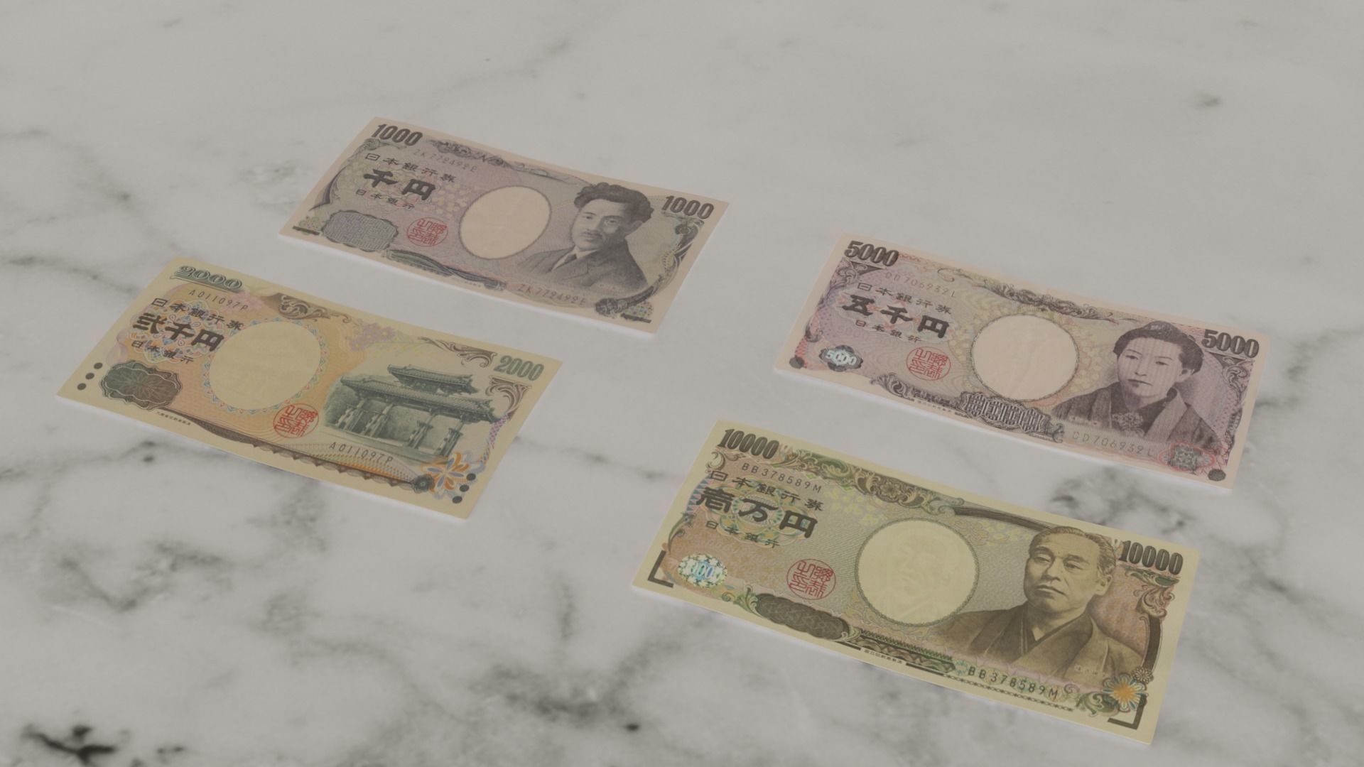 Japanese Yen Banknotes 3D model | CGTrader