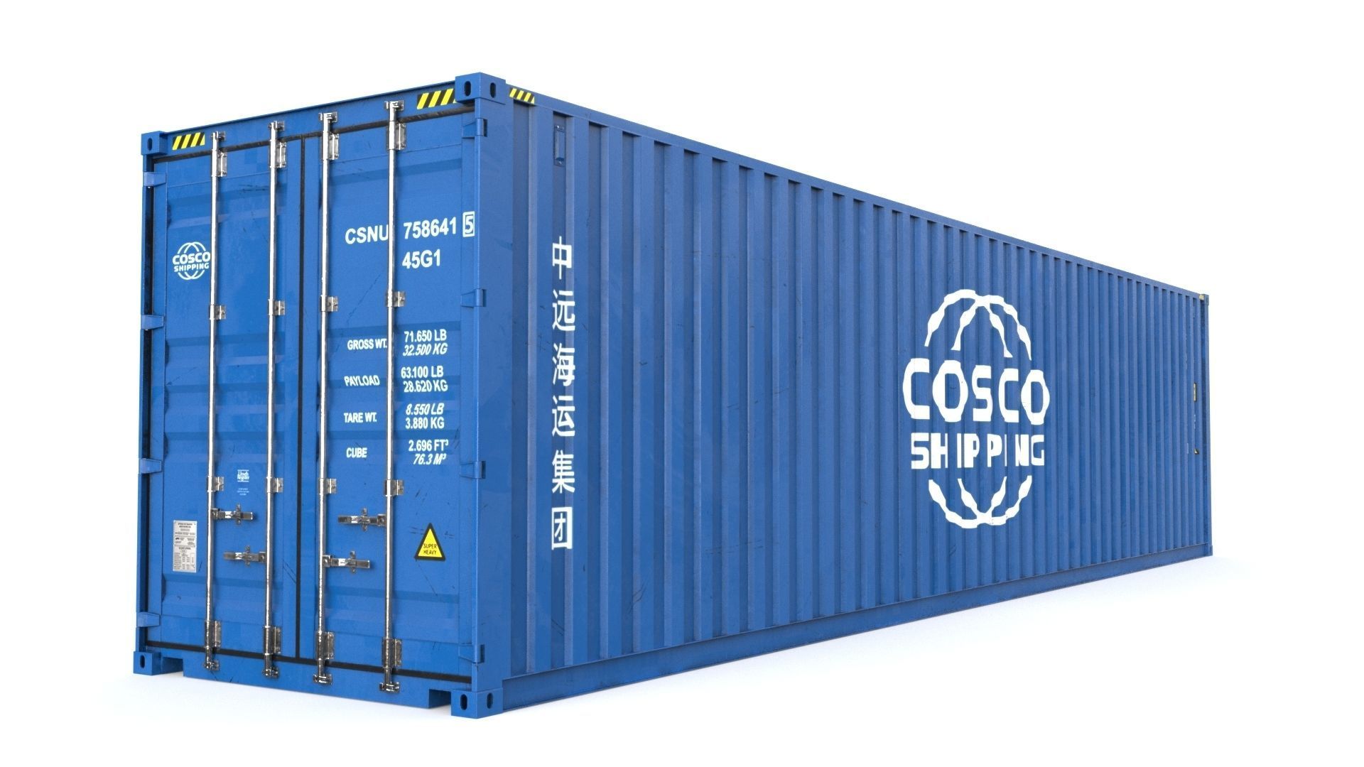 40 feet High Cube COSCO shipping container 3D model | CGTrader