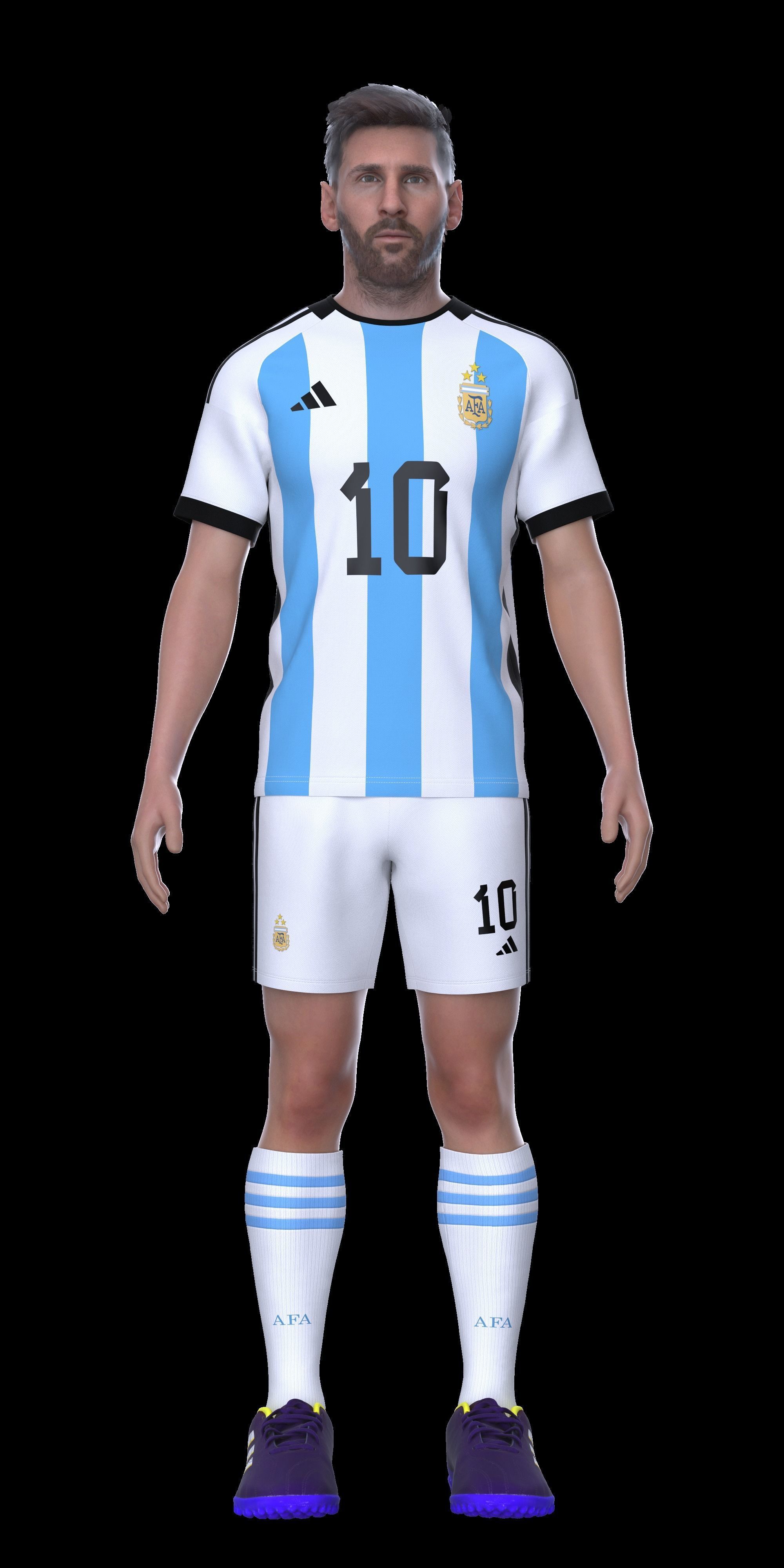 Argentina Messi New Jersey Design 2022 3D model rigged | CGTrader