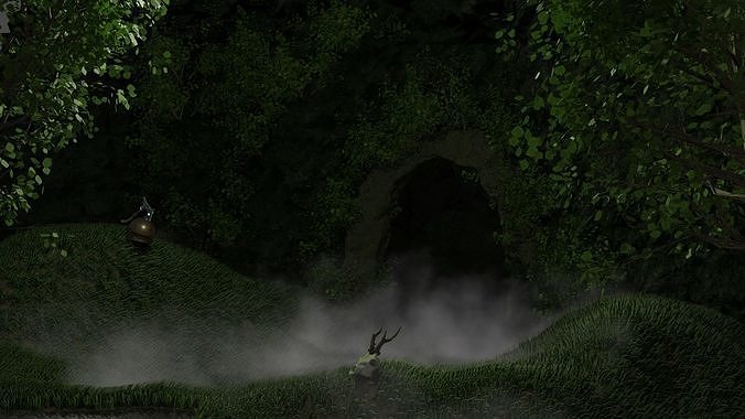 cave in forest 3D model | CGTrader