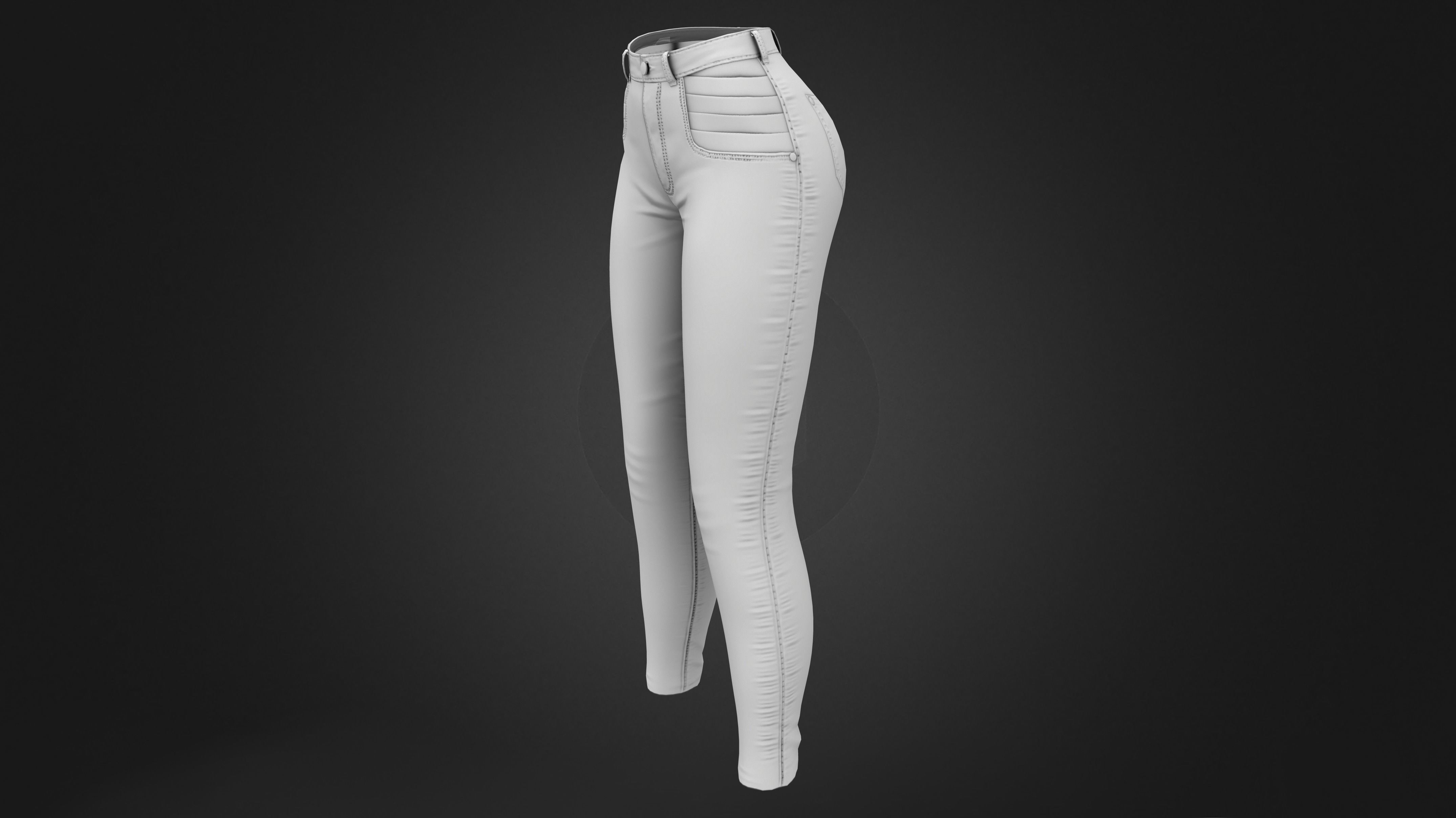 3D model Cool Pockets Black Denim Pants VR / AR / low-poly | CGTrader