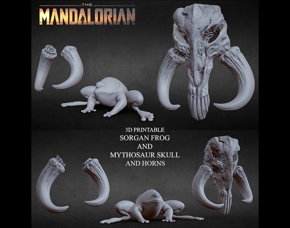 3D PRINTABLE MYTHOSAUR SKULL HORNS SORGAN FROG THE MANDALORIAN 3D model ...