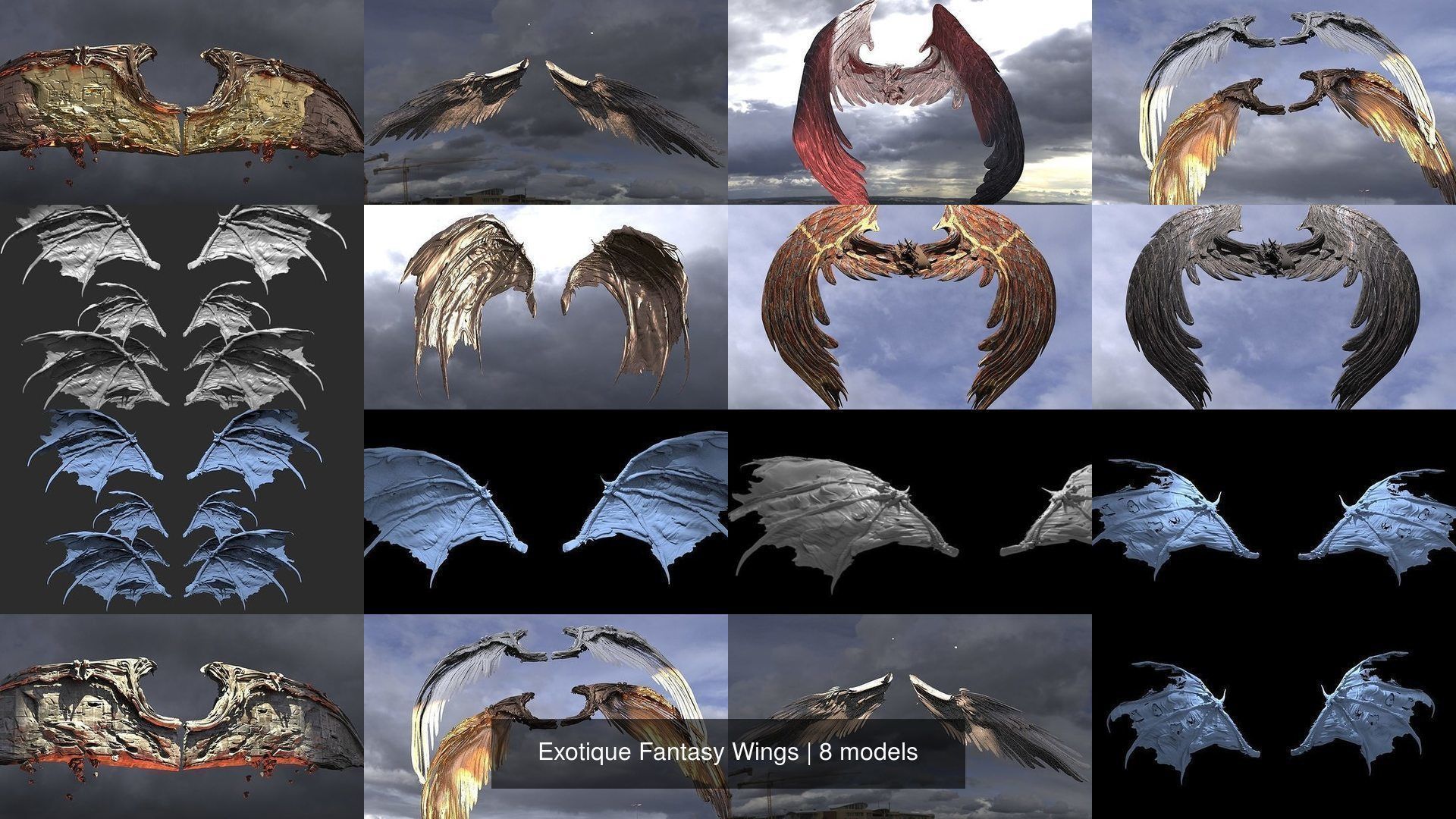 Exotique Fantasy Wings 3D Model Collection | CGTrader