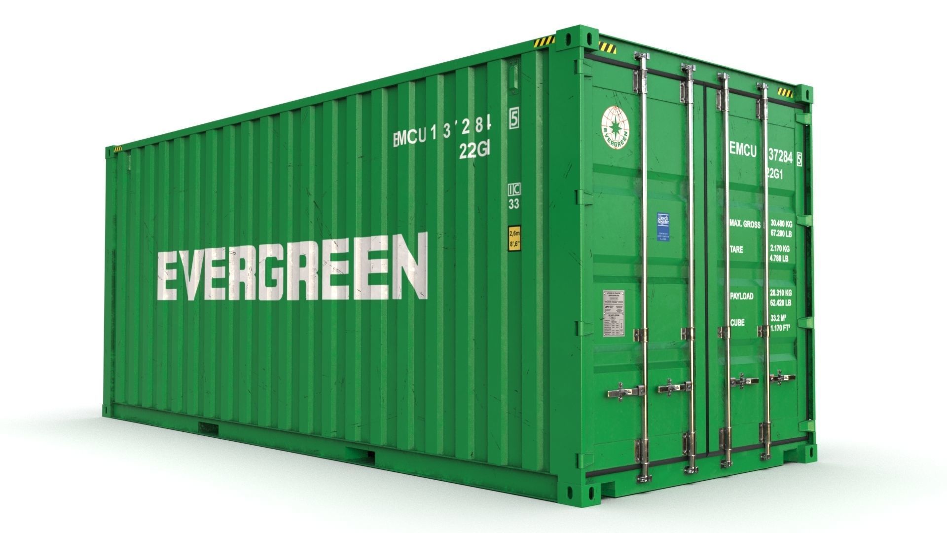 20 feet EVERGREEN standard shipping container 3D model | CGTrader