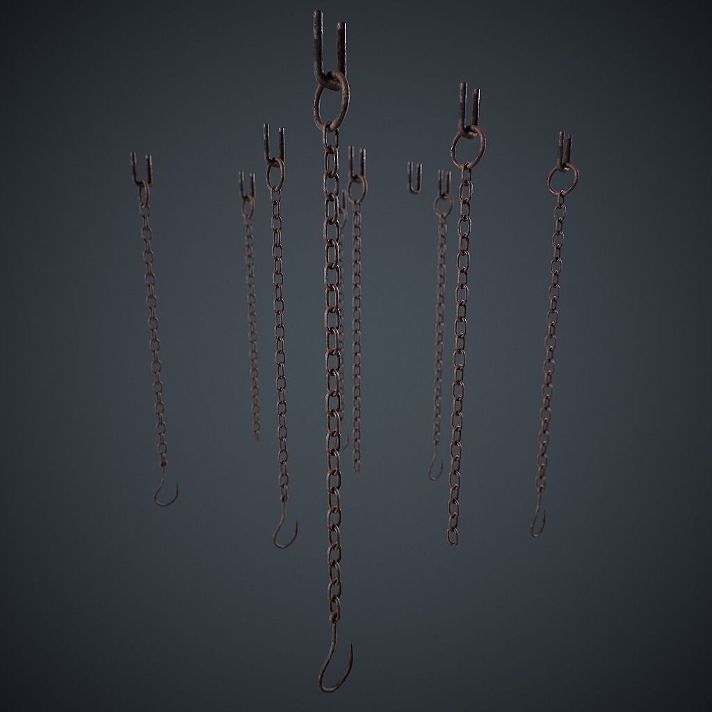 3D model Old Chain with Hook VR / AR / low-poly | CGTrader