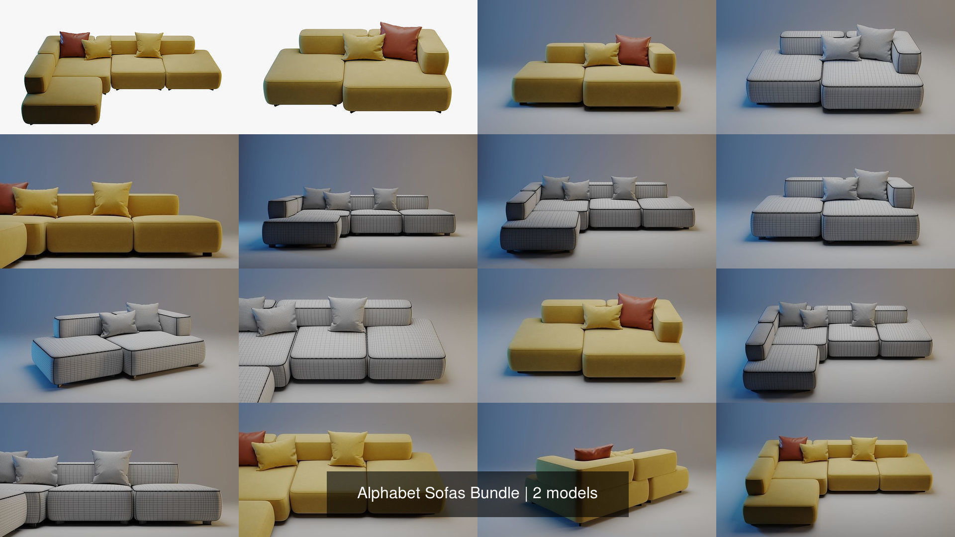 Alphabet Sofas Bundle 3D Model Collection | CGTrader