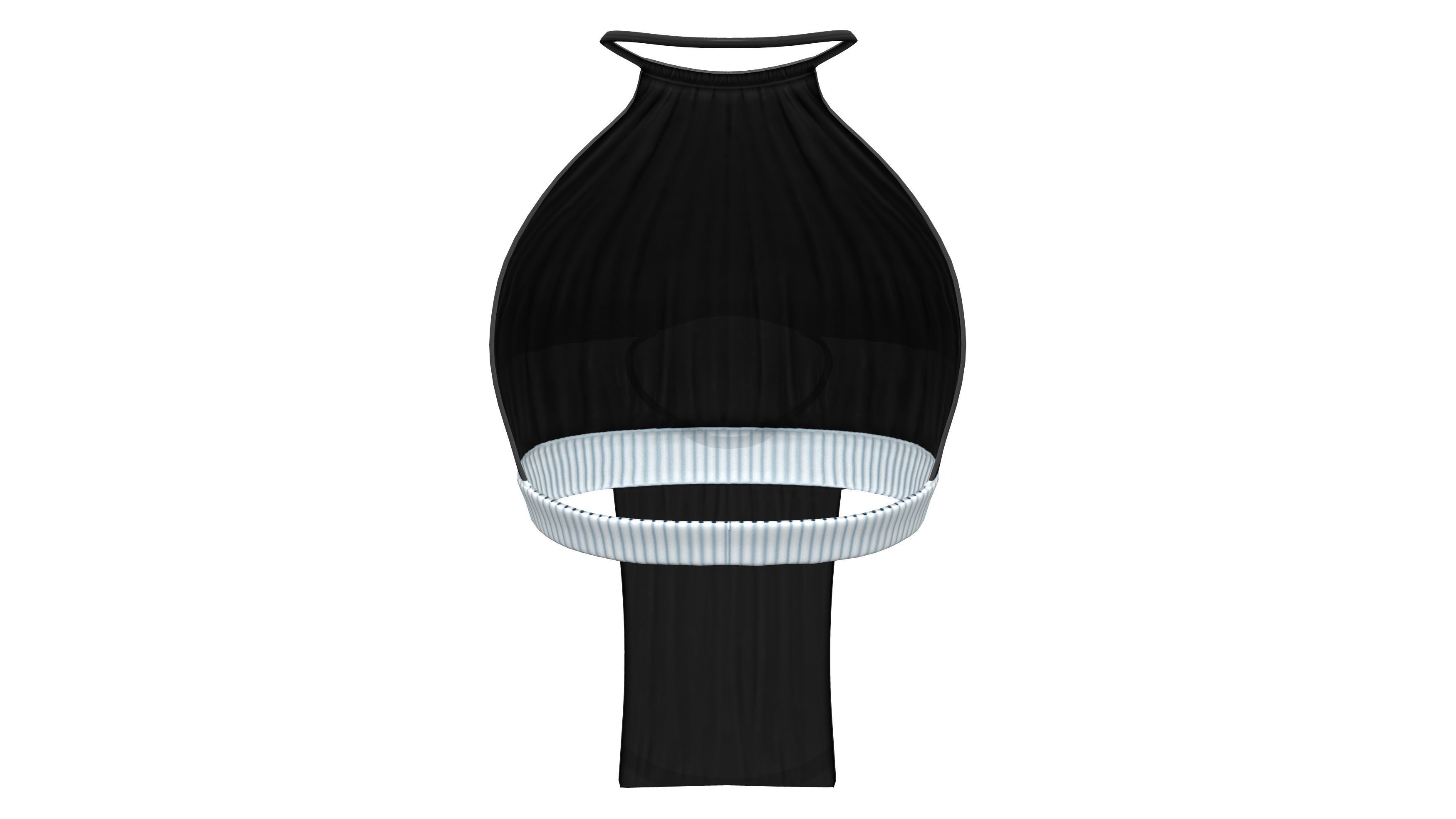 3D model Collar Neck Long Front Black Midriff Top VR / AR / low-poly ...