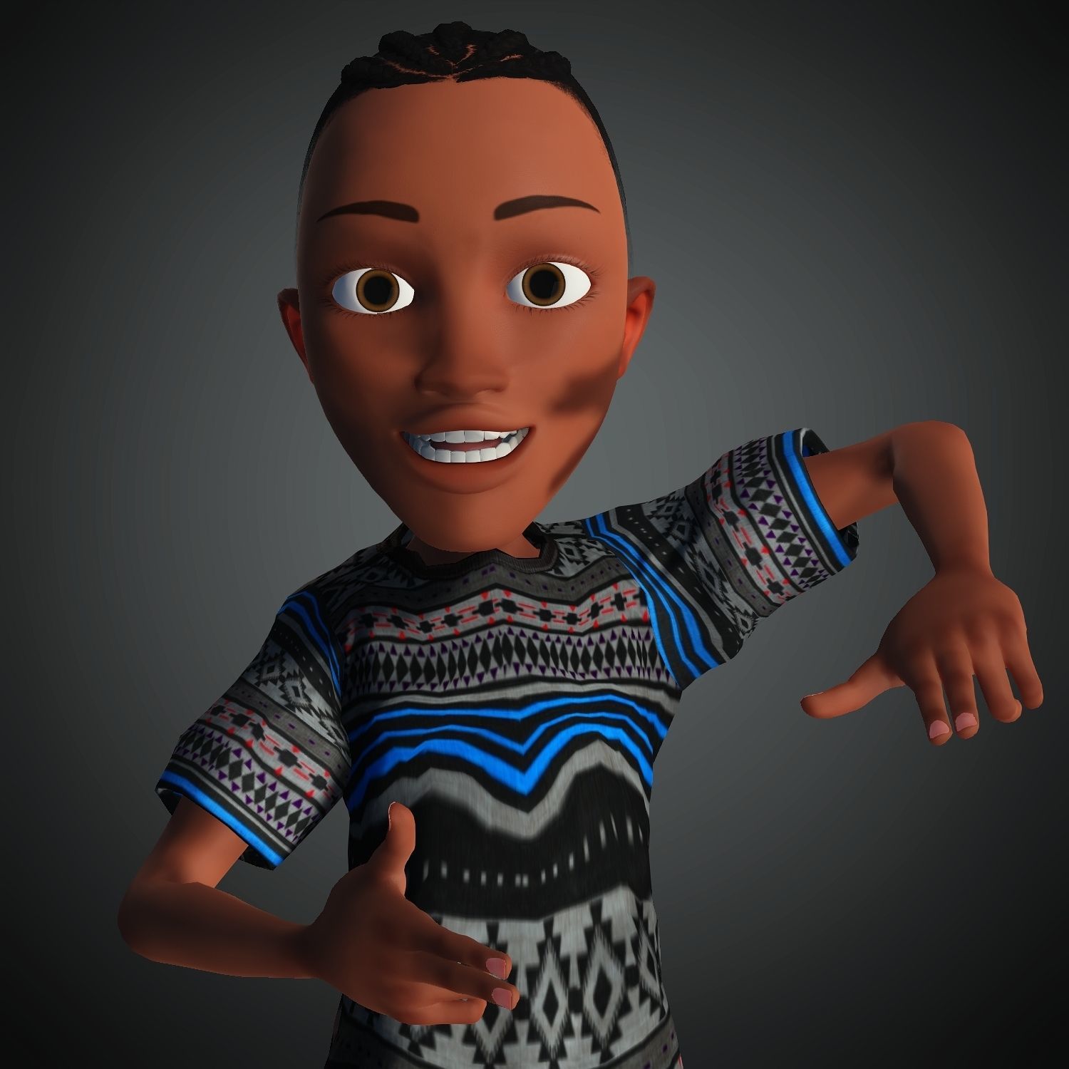 Cartoon Character African Boy Animated 3D model animated rigged | CGTrader