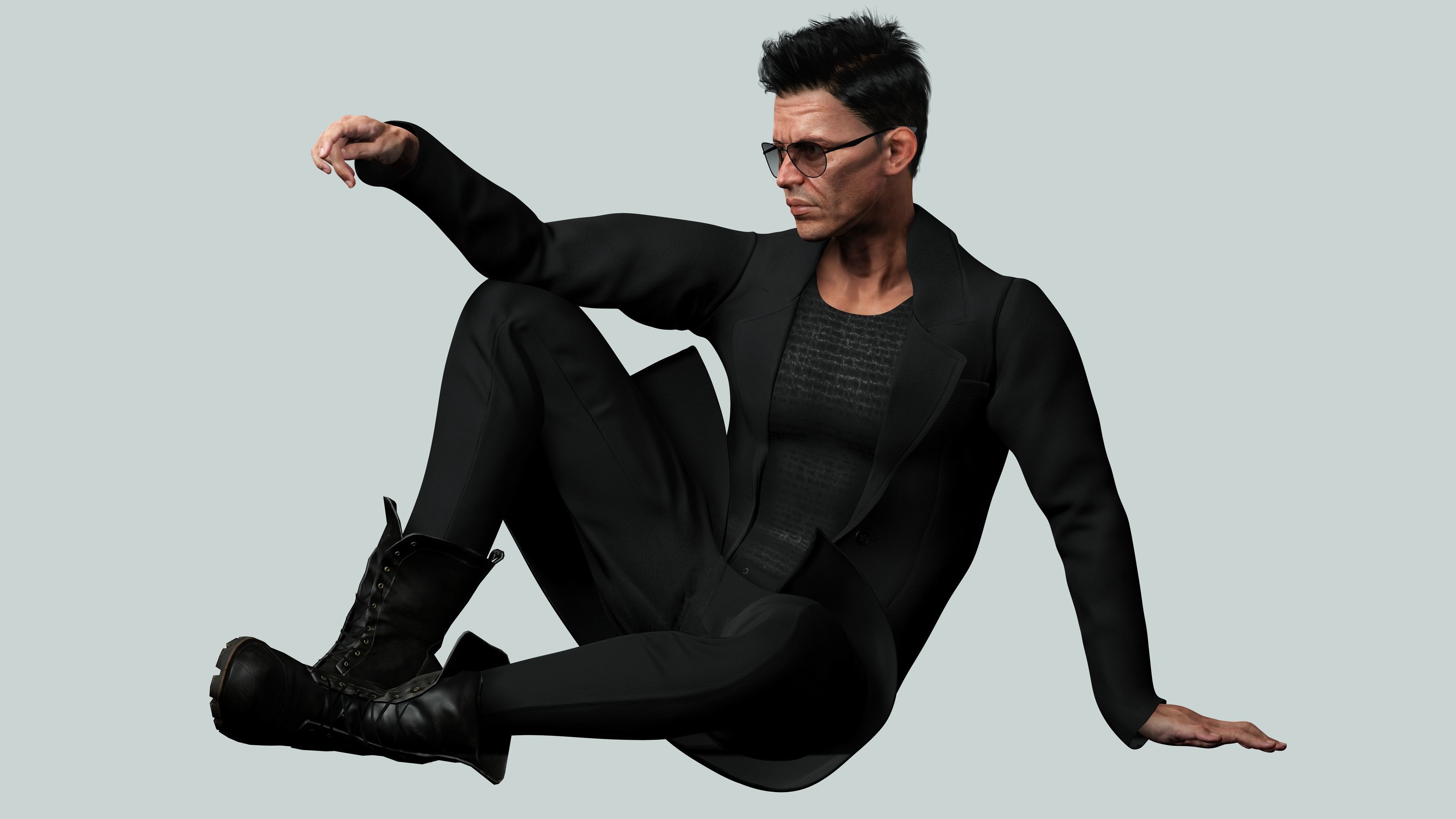 3D model Realistic Secret Agent Man Ready unreal Blender VR / AR / low ...
