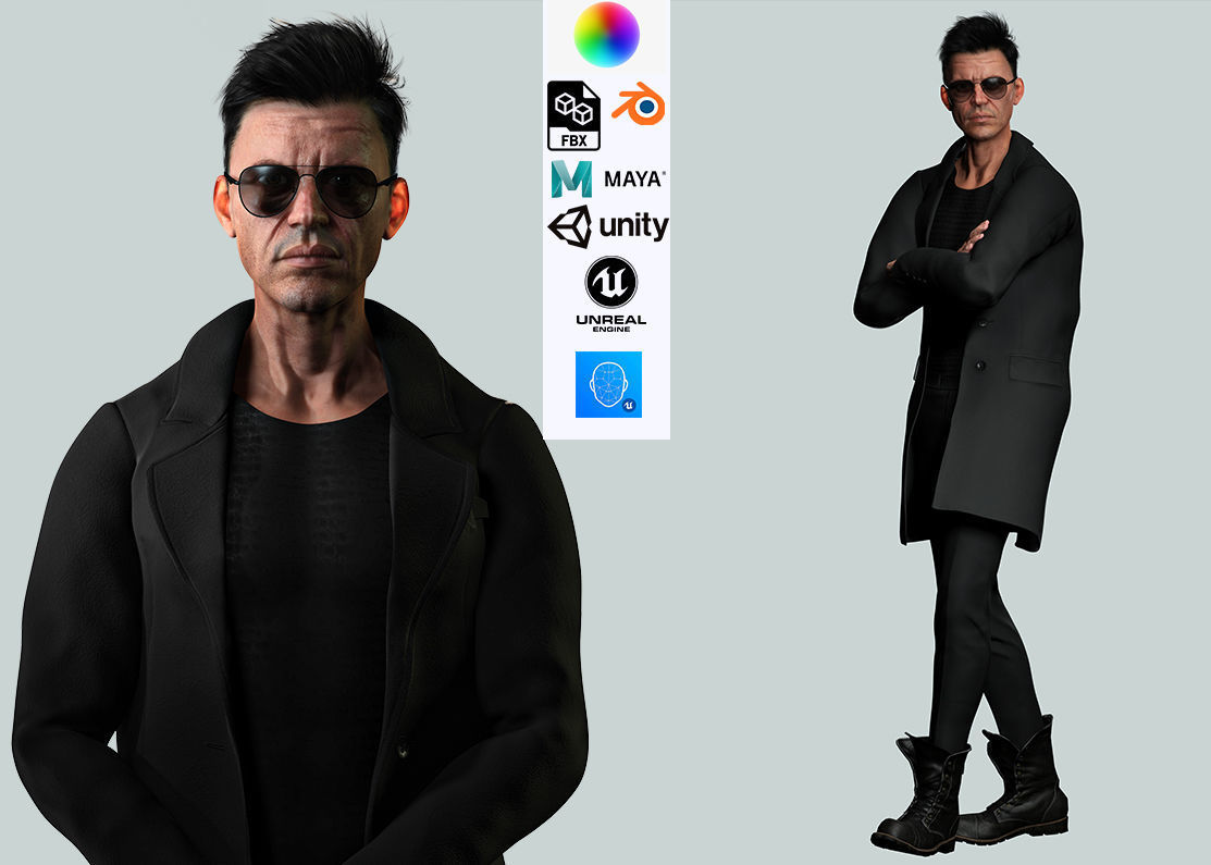 3D model Realistic Secret Agent Man Ready unreal Blender VR / AR / low ...