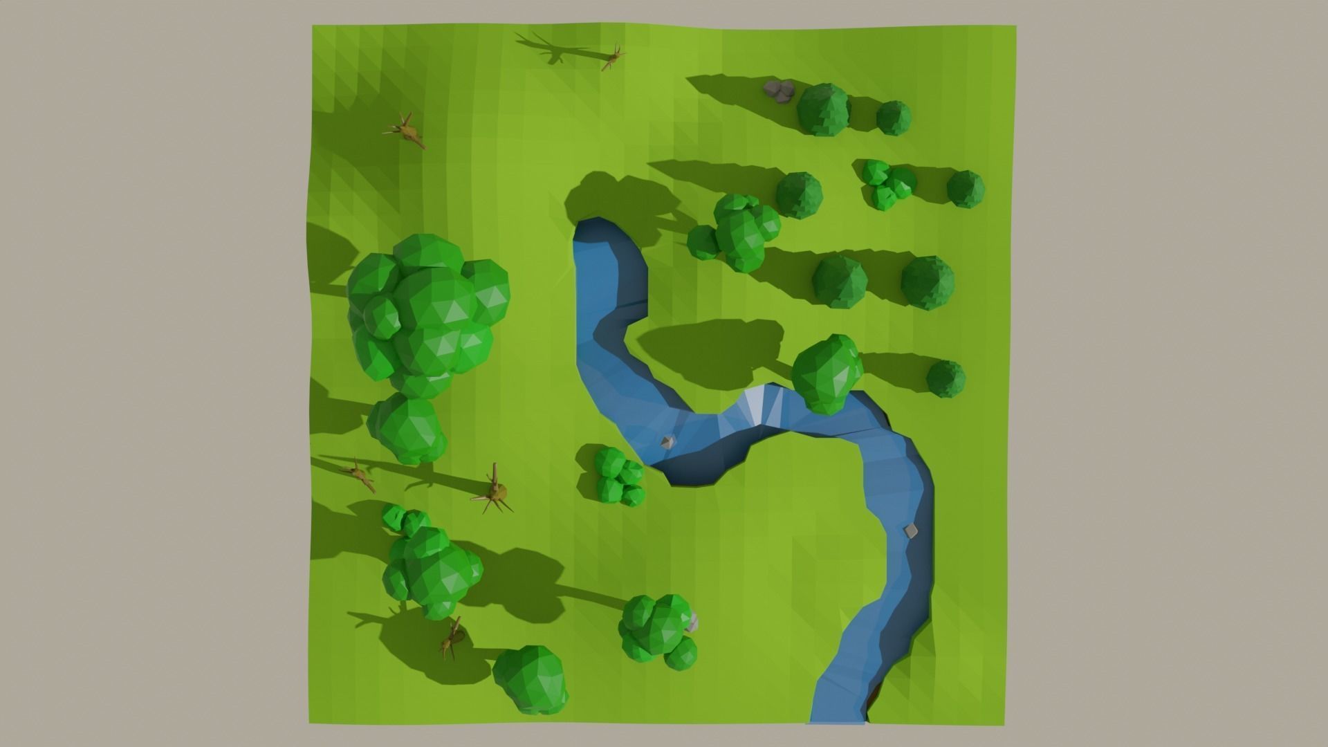3D model Low Poly Forest Trees Rocks Bushes FREE VR / AR / low-poly ...