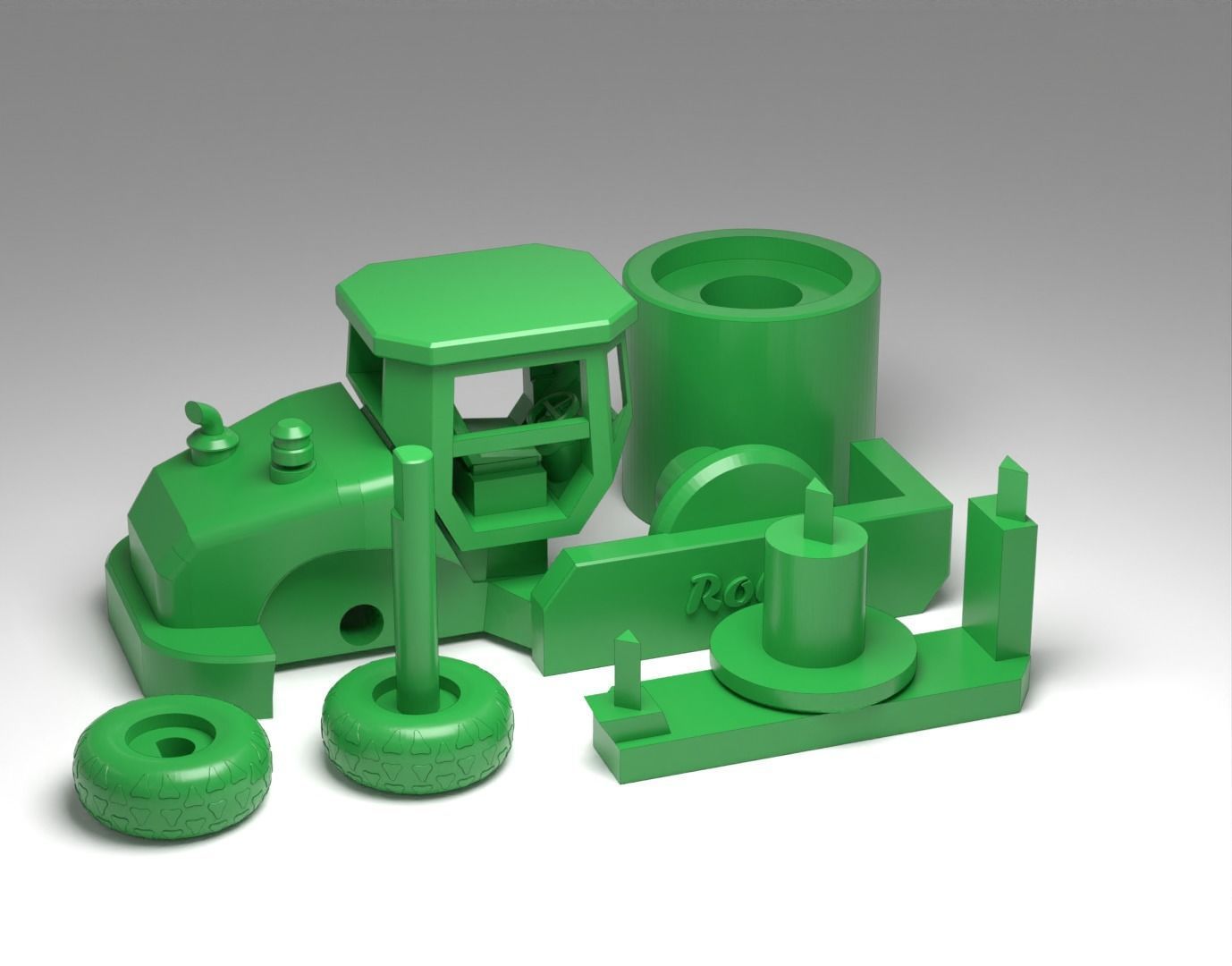 Lego-Style Movable Roller Construction Machine toy STL 3D model 3D ...