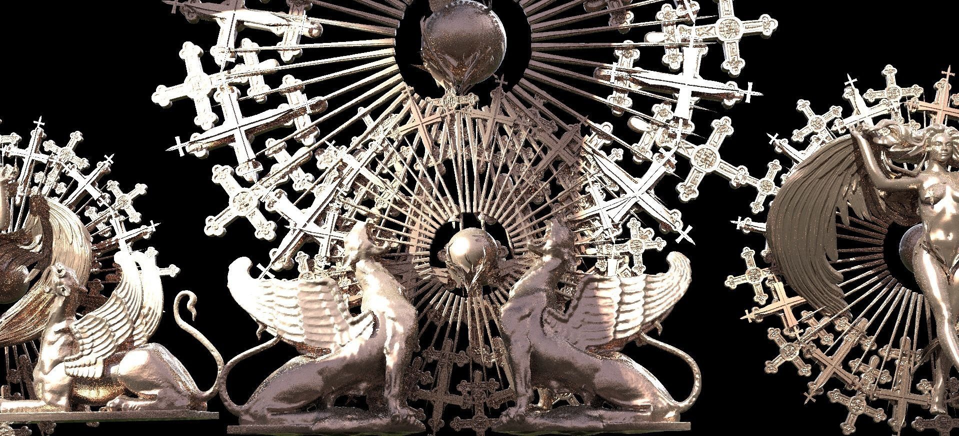 Solar Throne Griffins 3D model | CGTrader