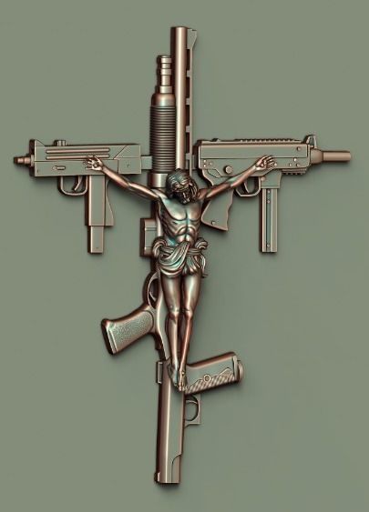 Gun Cross with Jesus 3D Model 3D model 3D printable | CGTrader