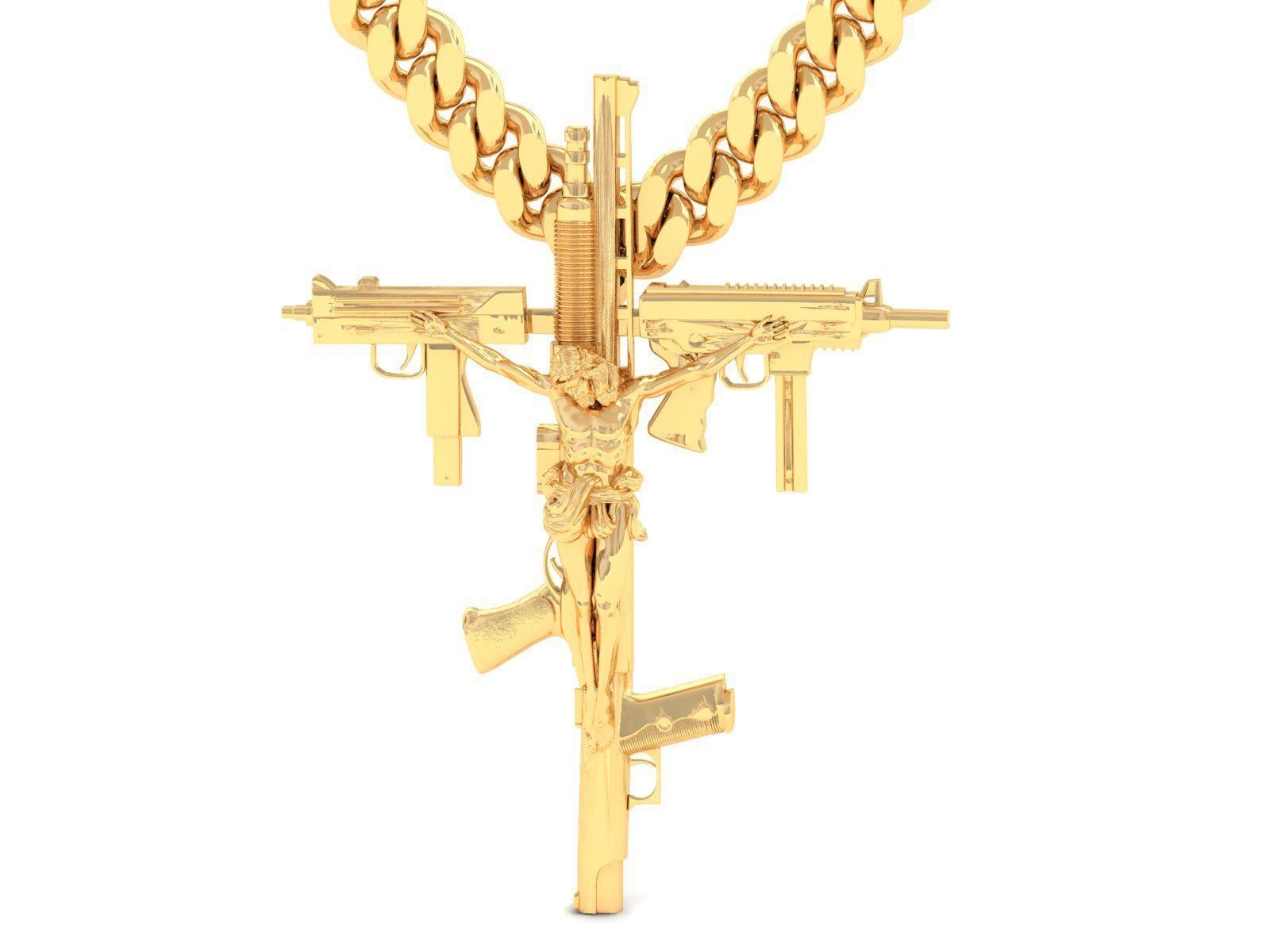 Gun Cross with Jesus 3D Model 3D model 3D printable | CGTrader