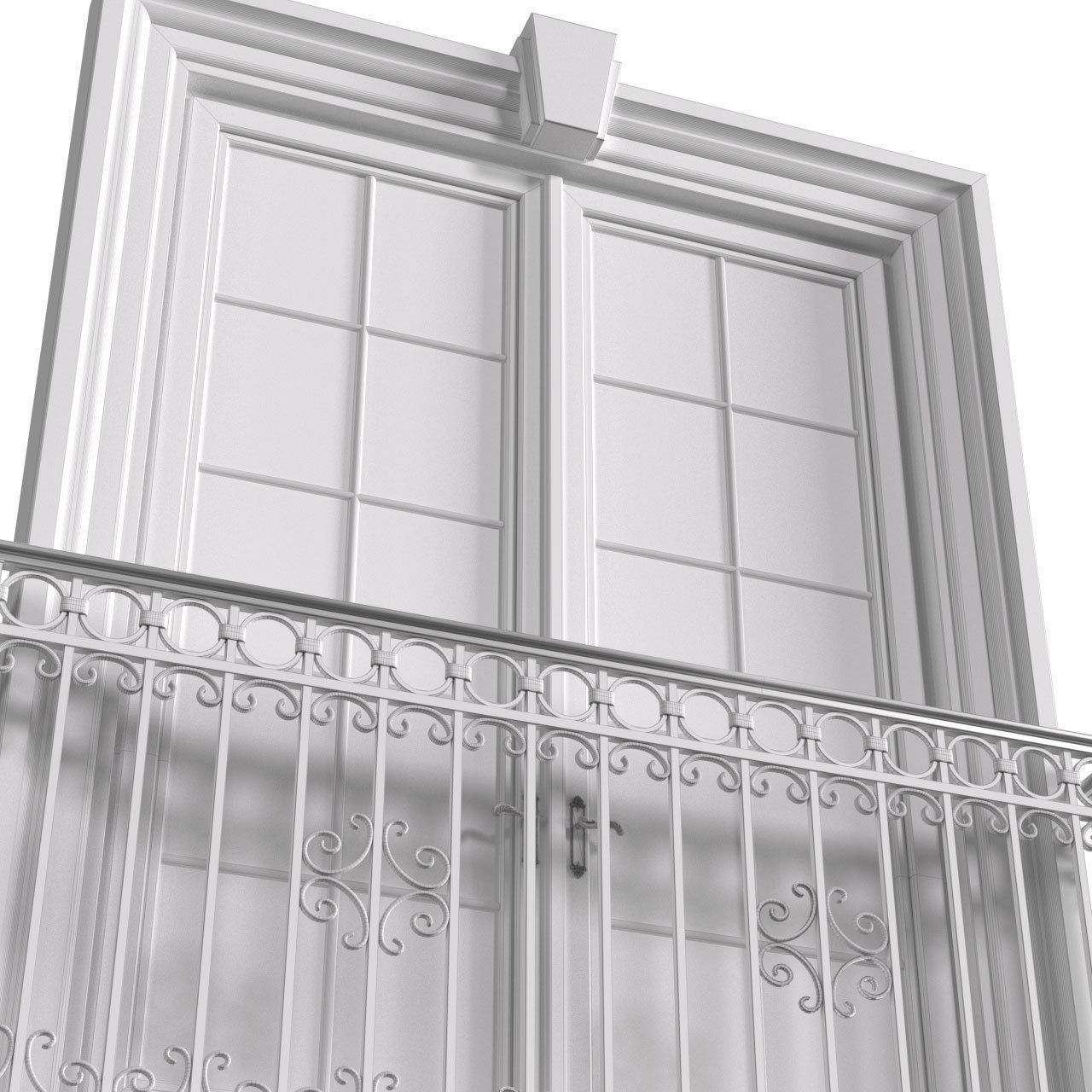 Classic facade window with French balcony 3D model | CGTrader