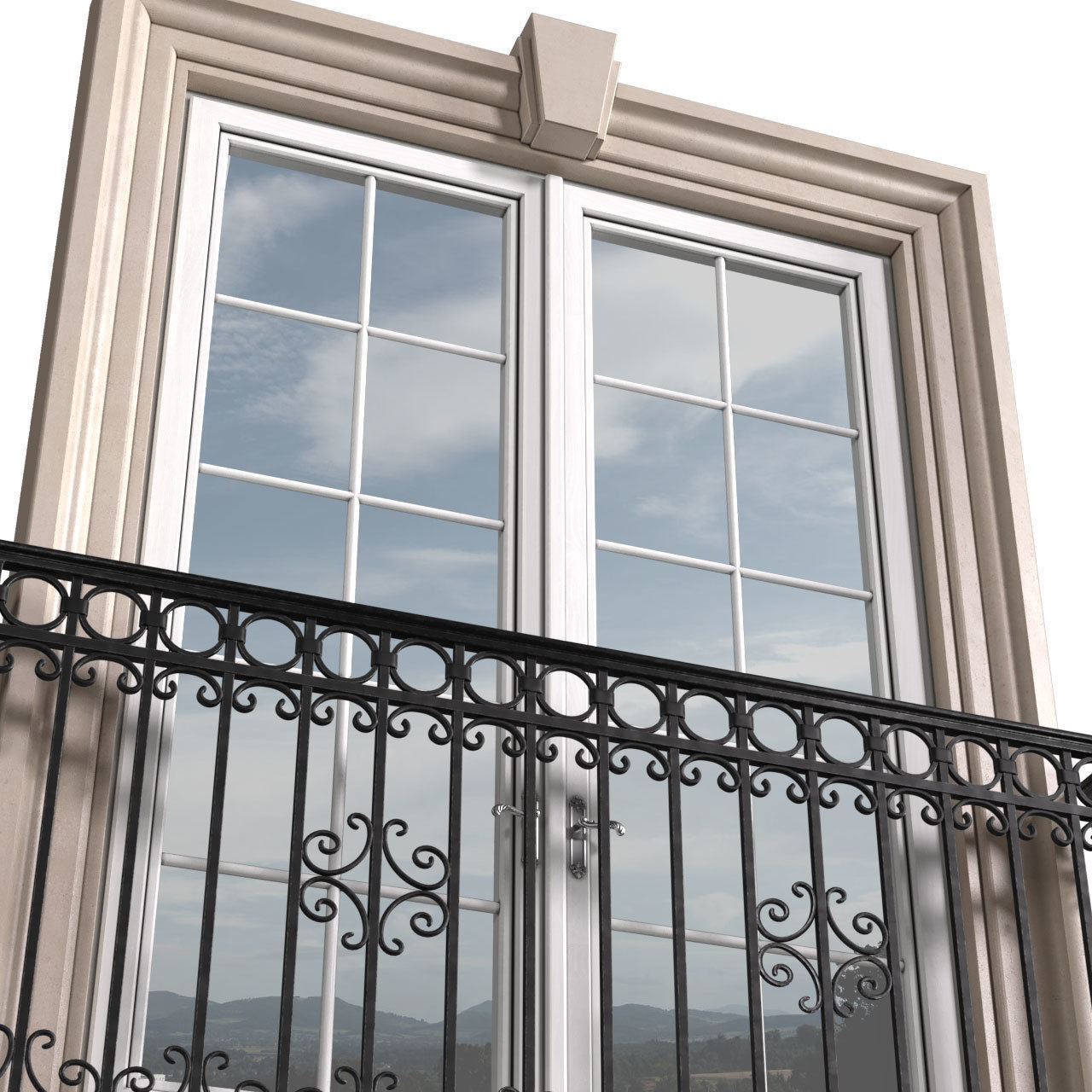 Classic facade window with French balcony 3D model | CGTrader