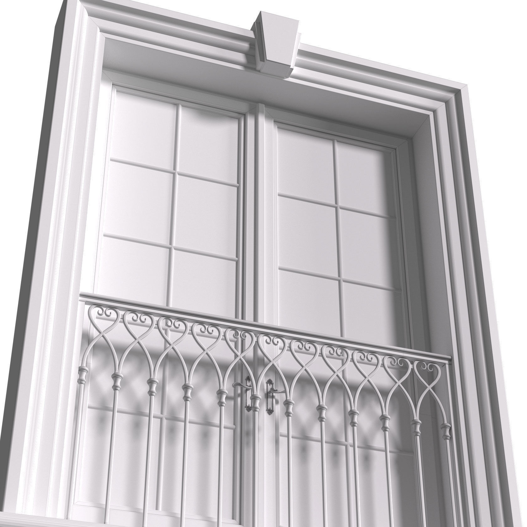 Classic facade window with French balcony 3D model | CGTrader