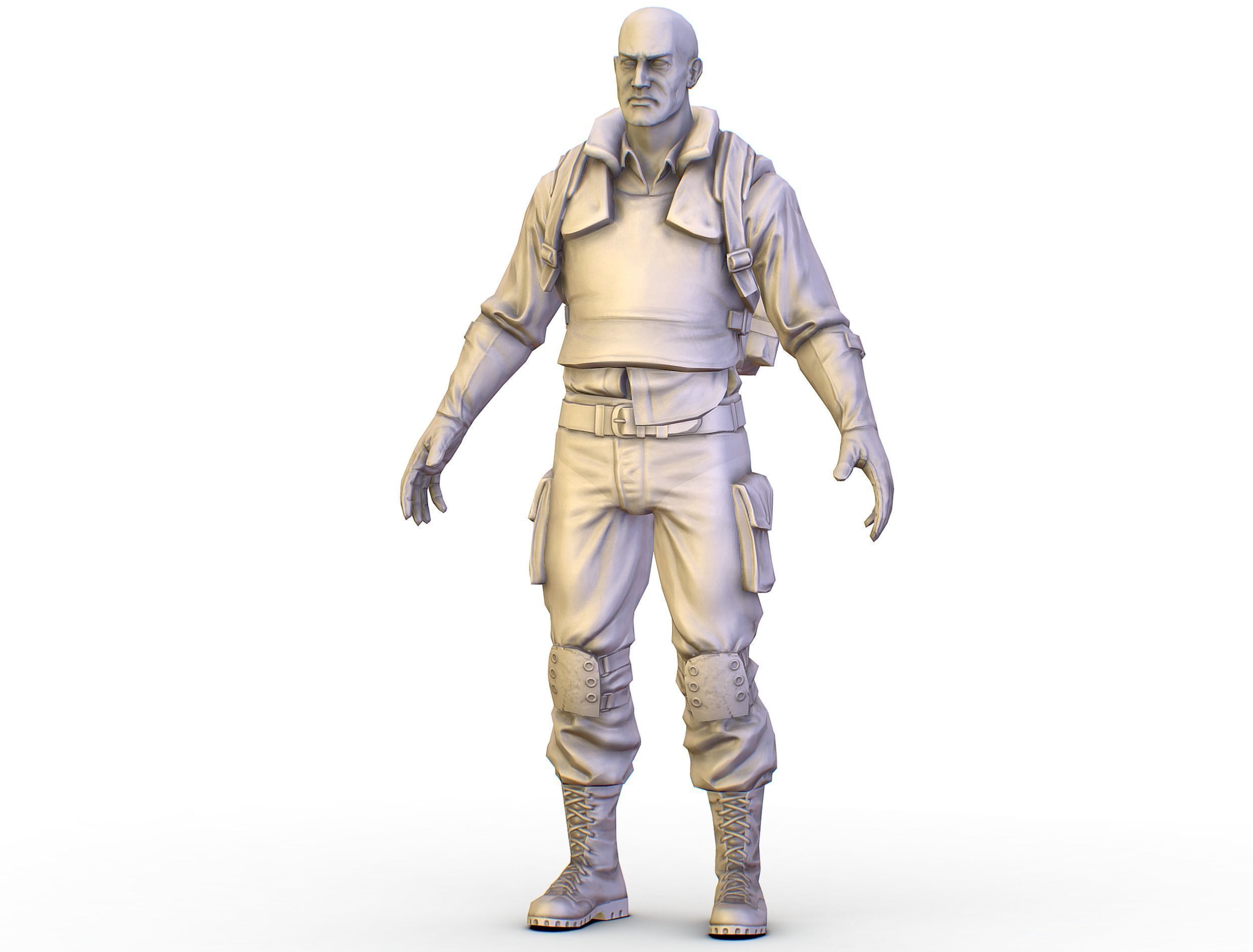 3D model Base model of a soldier for texturing VR / AR / low-poly ...