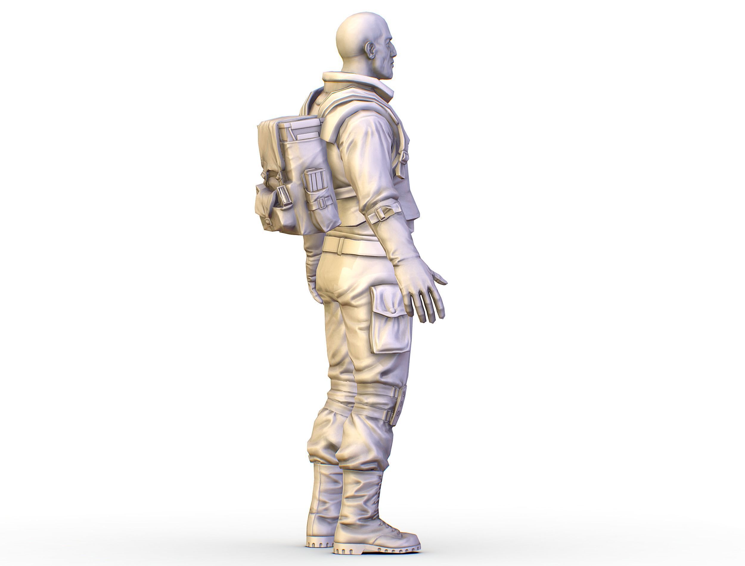 3D model Base model of a soldier for texturing VR / AR / low-poly ...