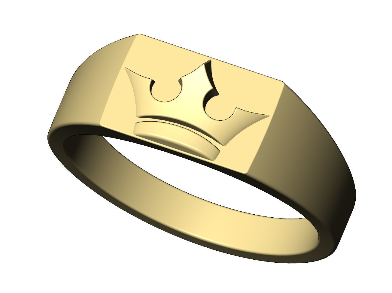 Crown rectangular signet ring US sizes 7to10 3D model 3D printable ...