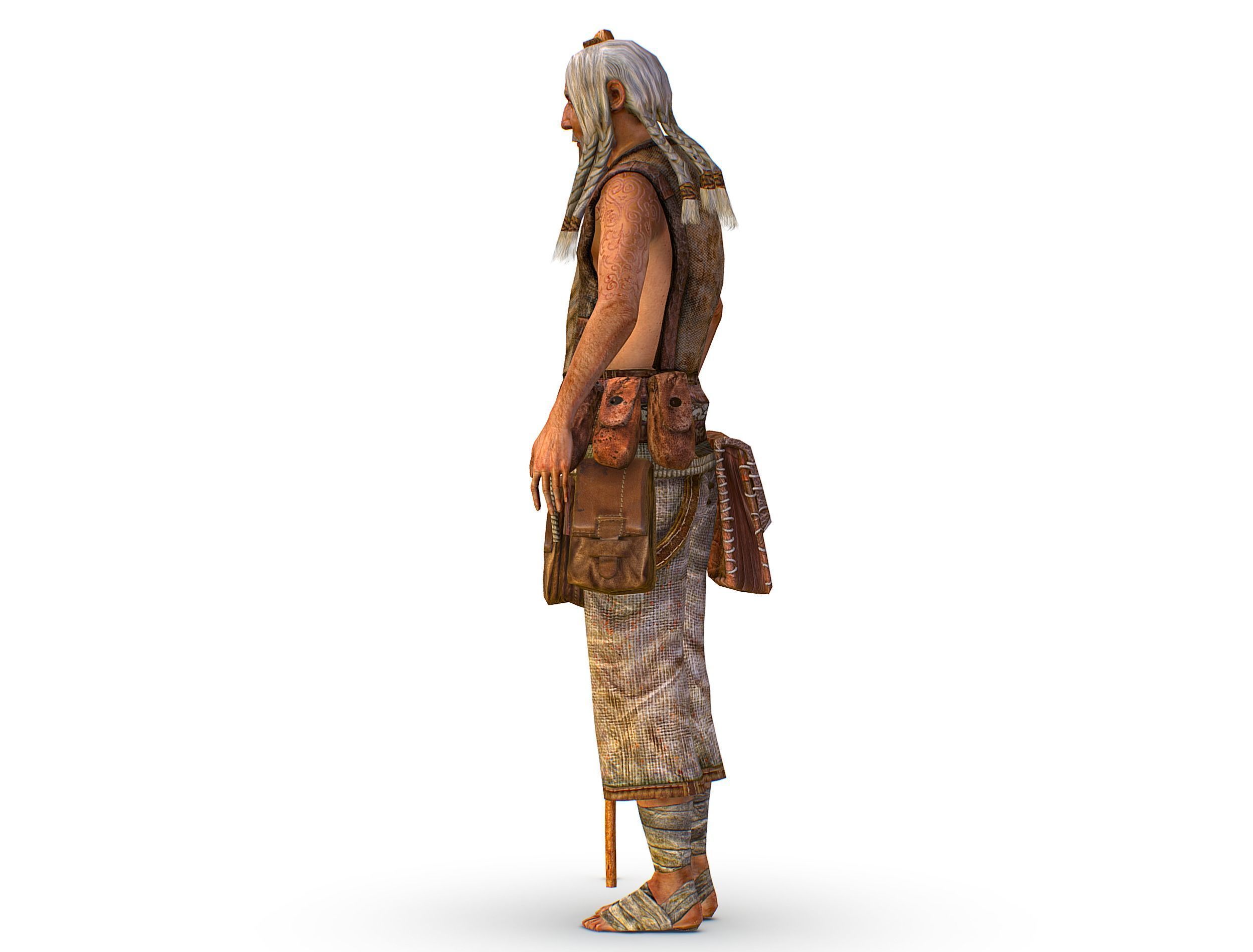 3D model Low Poly model Base OldMan Shaman Character VR / AR / low-poly ...