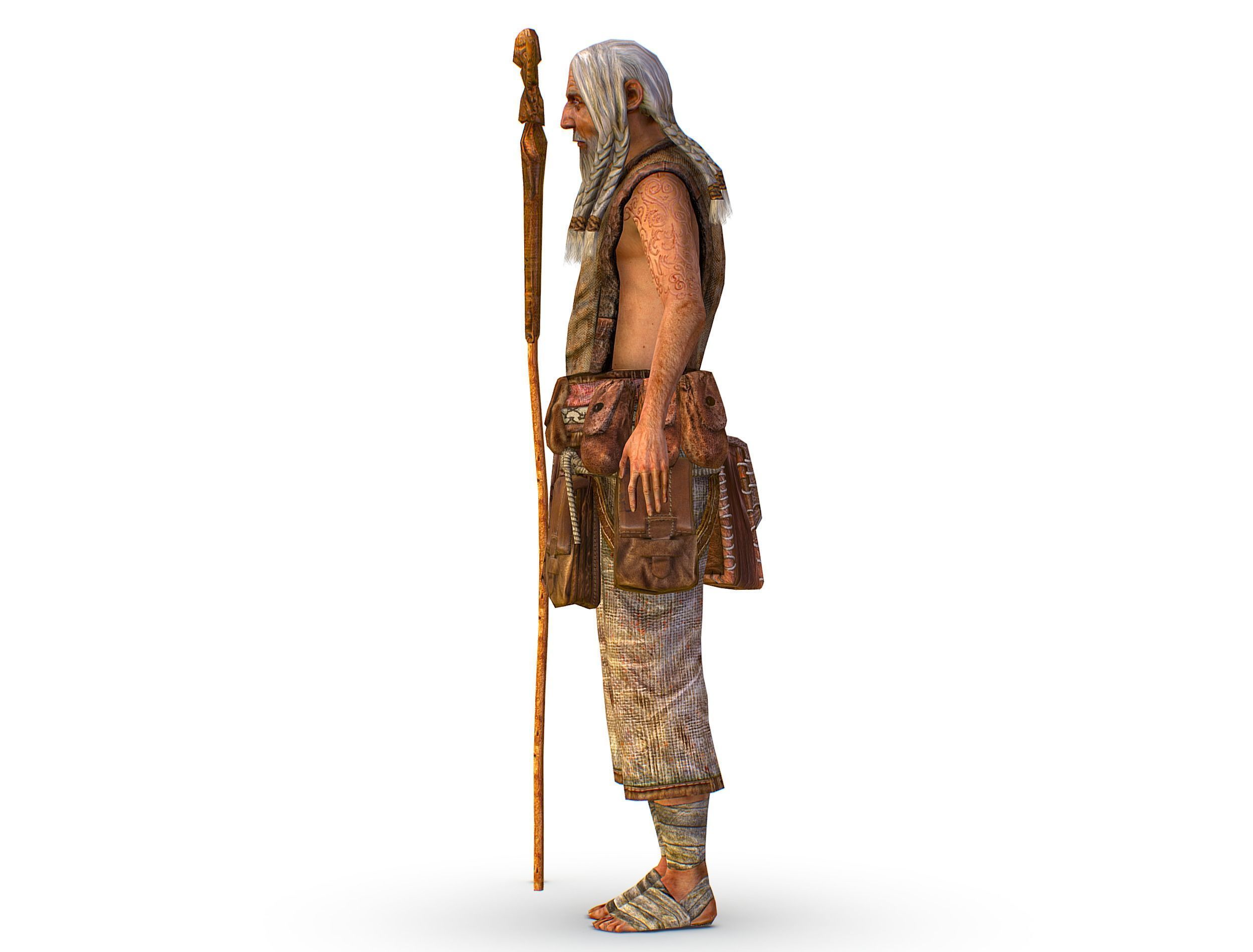 3D model Low Poly model Base OldMan Shaman Character VR / AR / low-poly ...