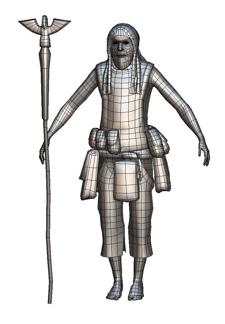 3D model Low Poly model Base OldMan Shaman Character VR / AR / low-poly ...