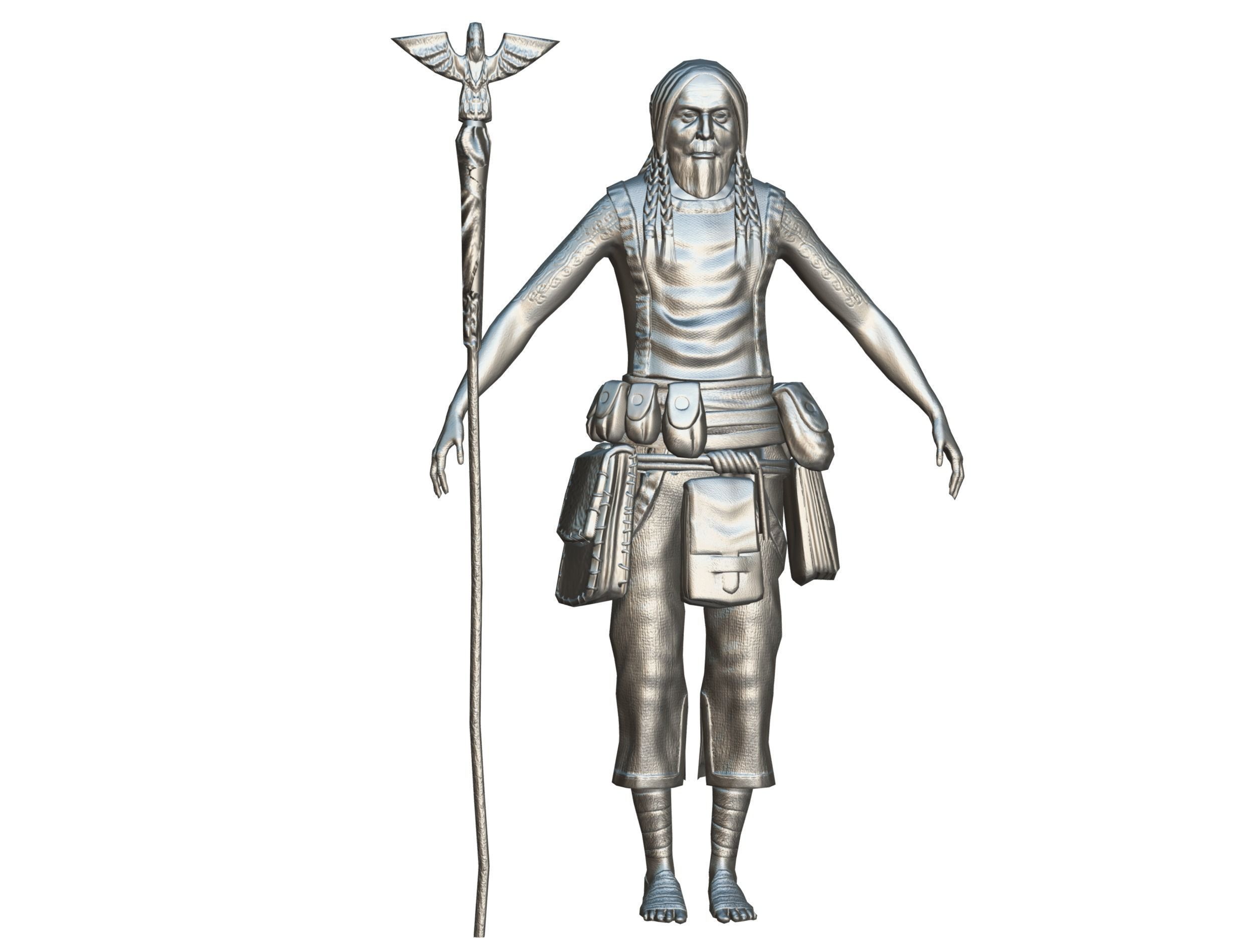 3D model Low Poly model Base OldMan Shaman Character VR / AR / low-poly ...