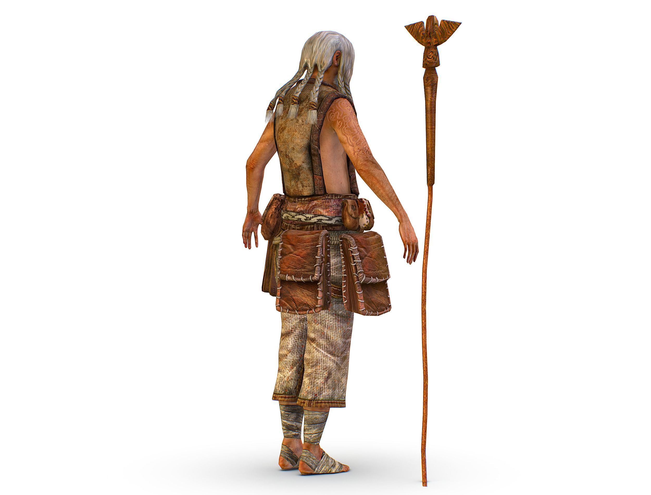 3D model Low Poly model Base OldMan Shaman Character VR / AR / low-poly ...