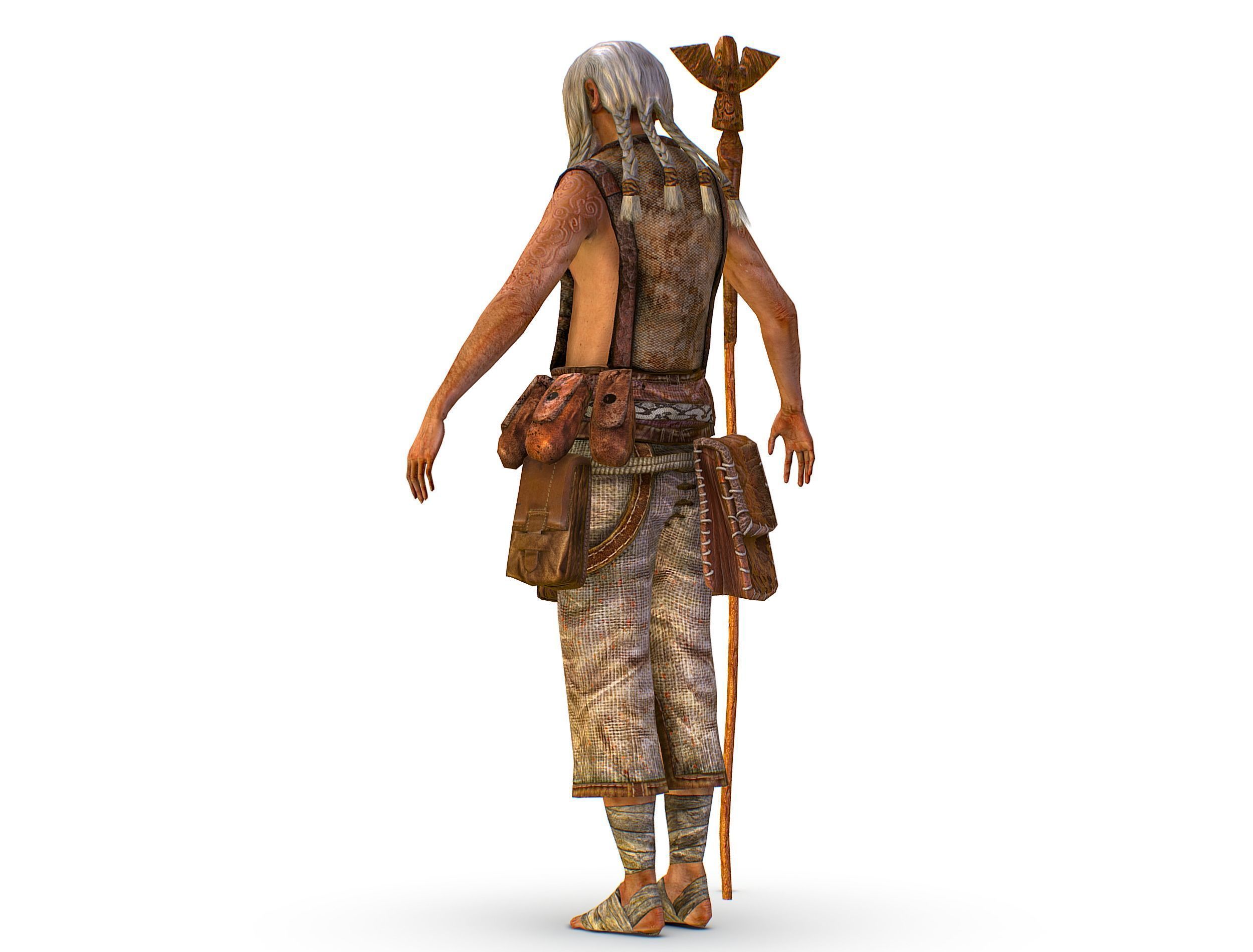3D model Low Poly model Base OldMan Shaman Character VR / AR / low-poly ...