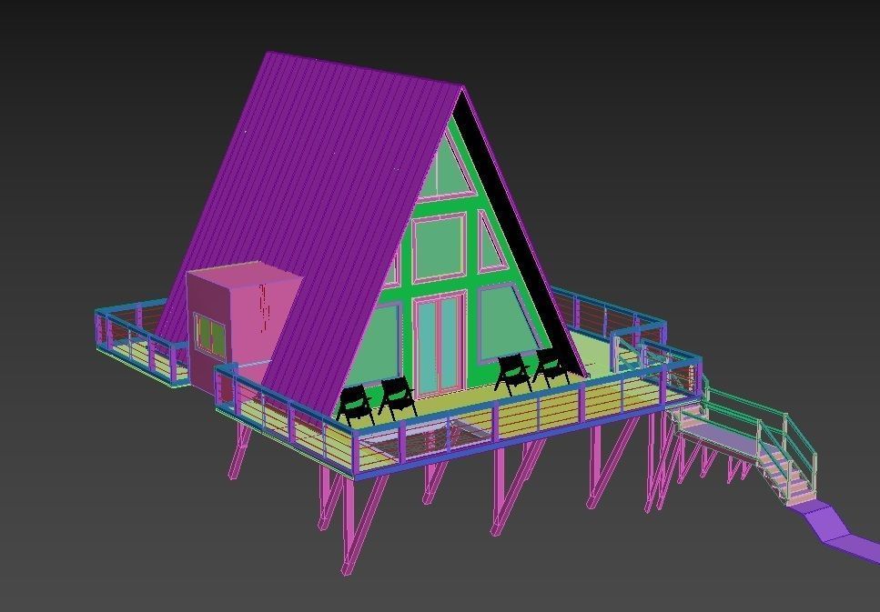 A frame house model 3ds max render lumion floor plans autocad 3D model ...