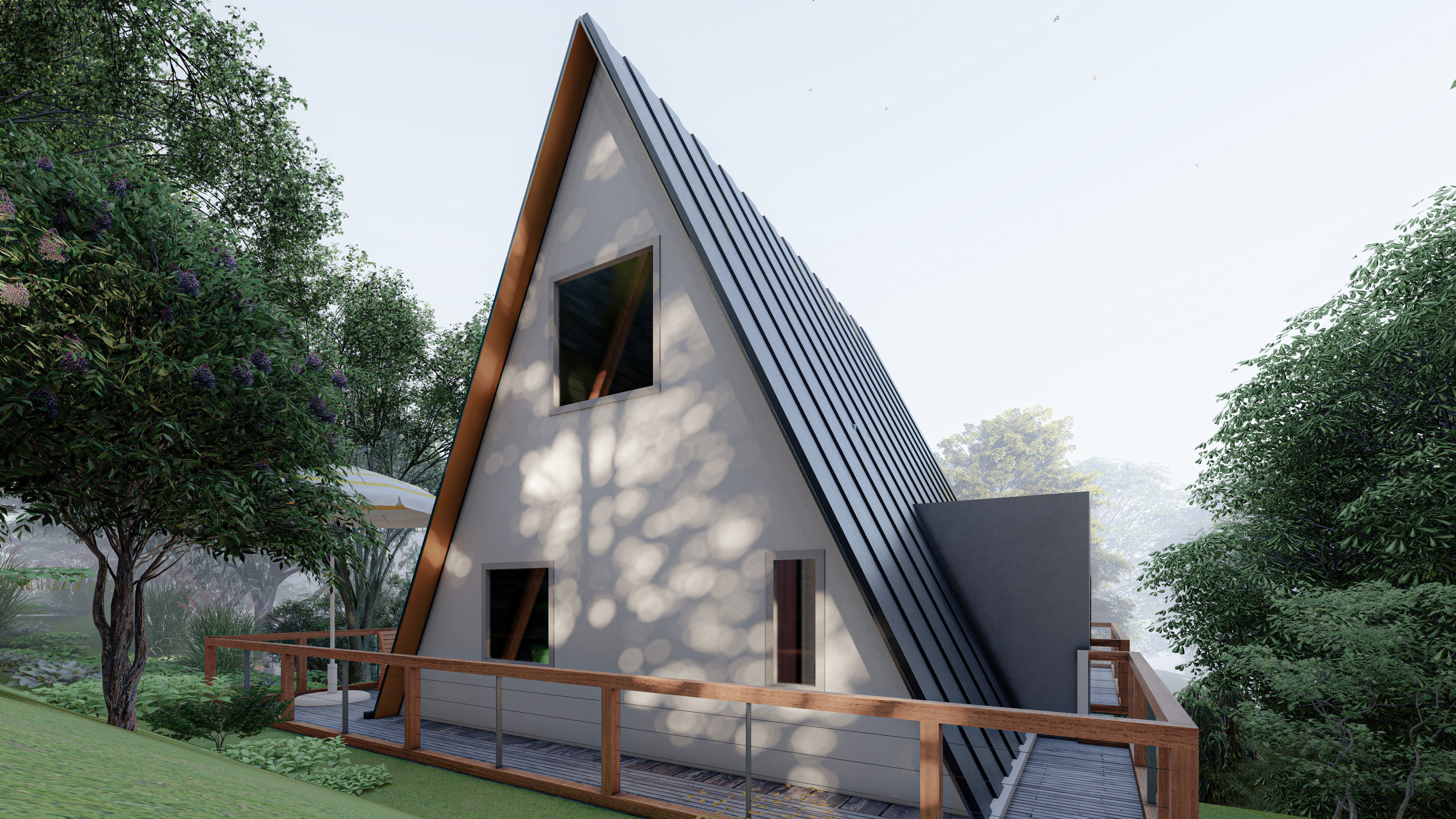 A frame house model 3ds max render lumion floor plans autocad 3D model ...