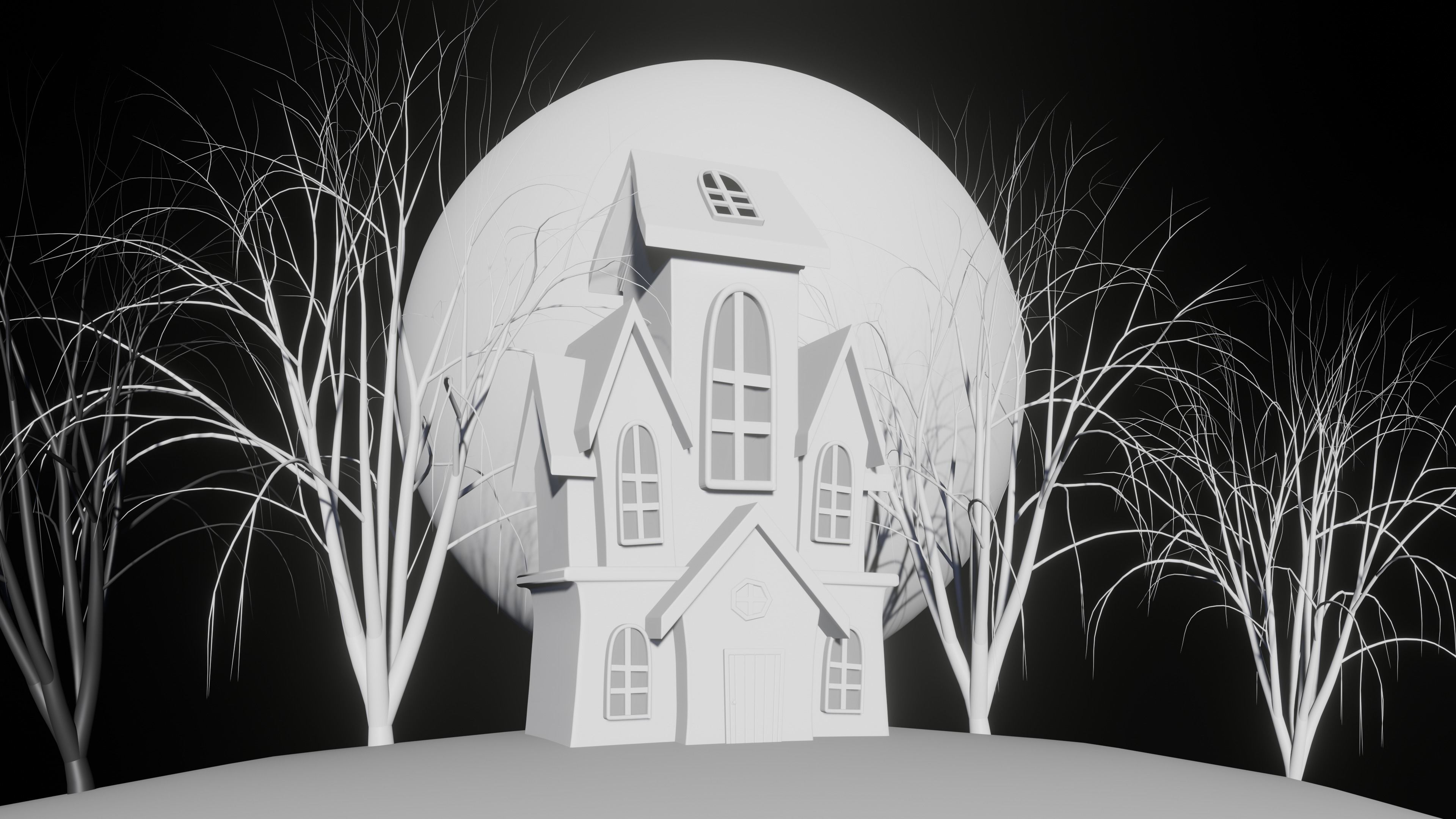 3D model Low Poly Spooky House VR / AR / low-poly | CGTrader