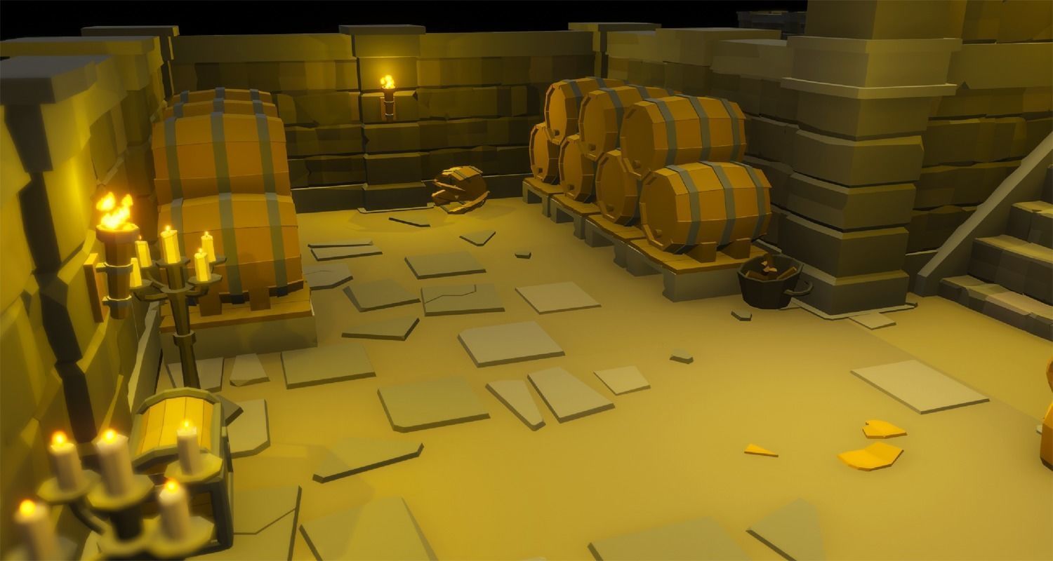 3D model Dungeon Low Poly interior of building VR / AR / low-poly ...