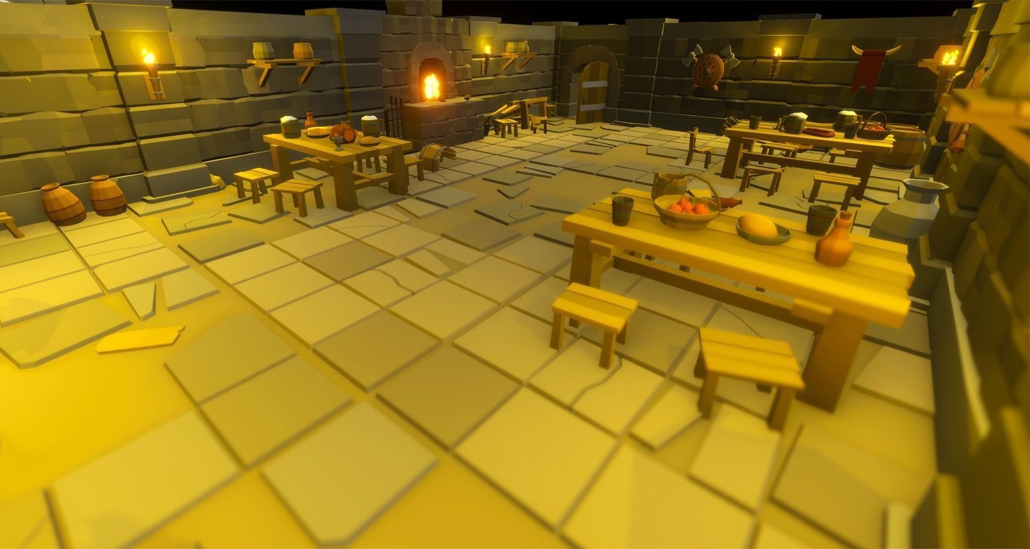 3D model Dungeon Low Poly interior of building VR / AR / low-poly ...