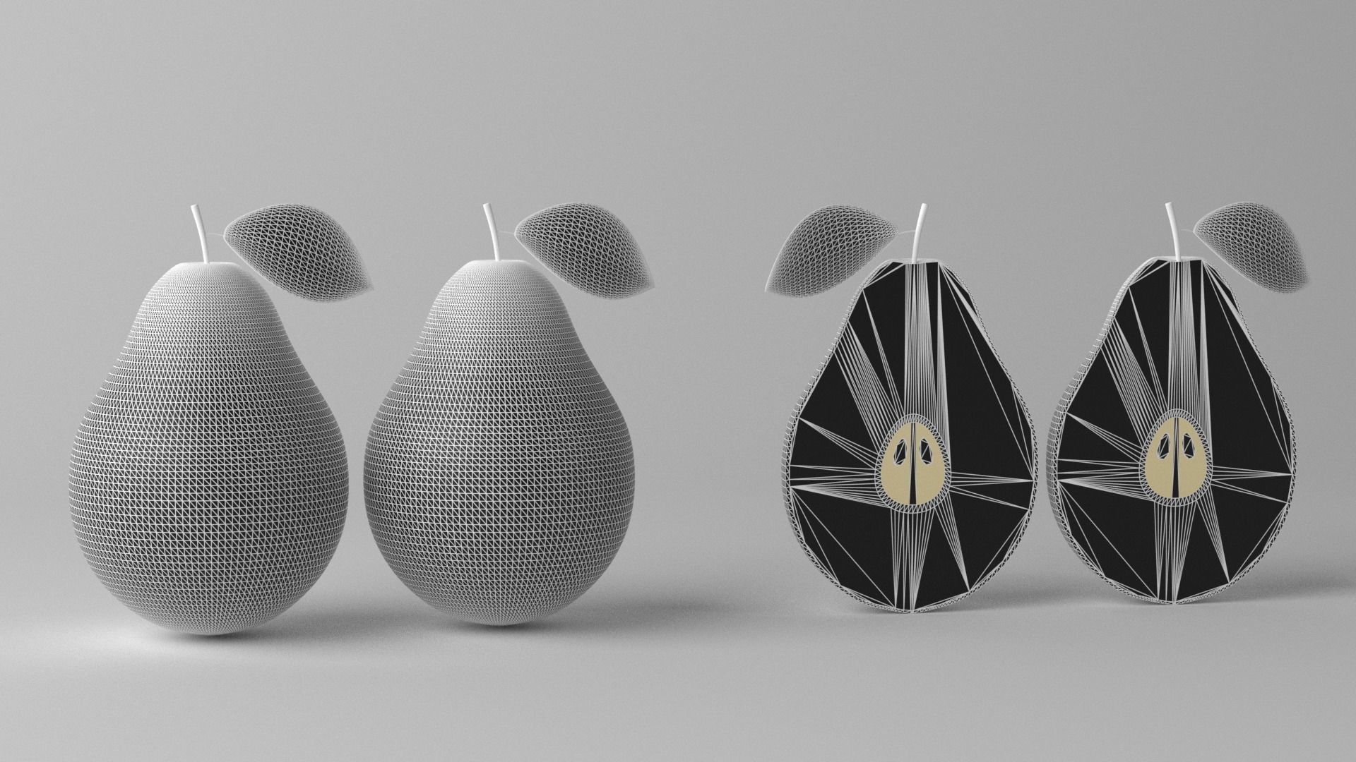 3D model Cartoon Pear Fruit and Slice VR / AR / low-poly | CGTrader