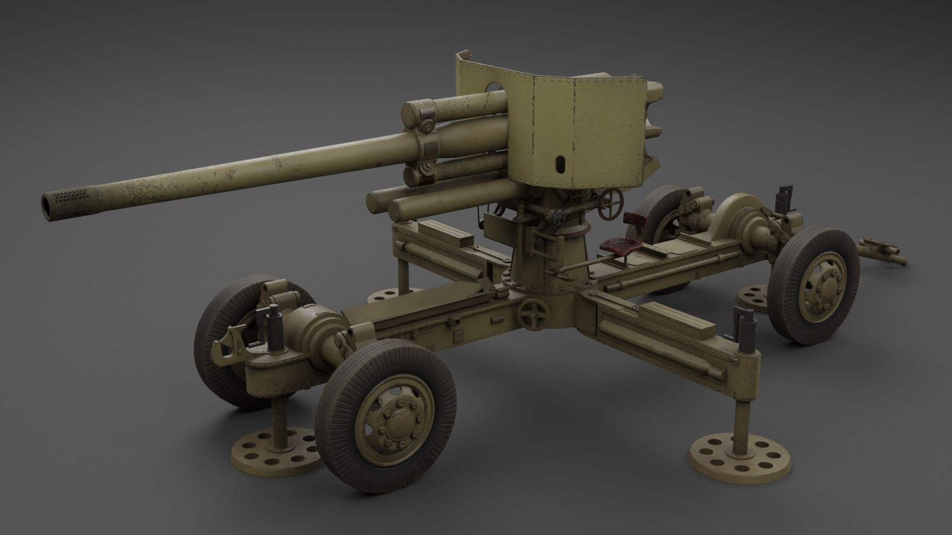 3D model Luftvarnskanon m37 Anti Air Gun VR / AR / low-poly | CGTrader