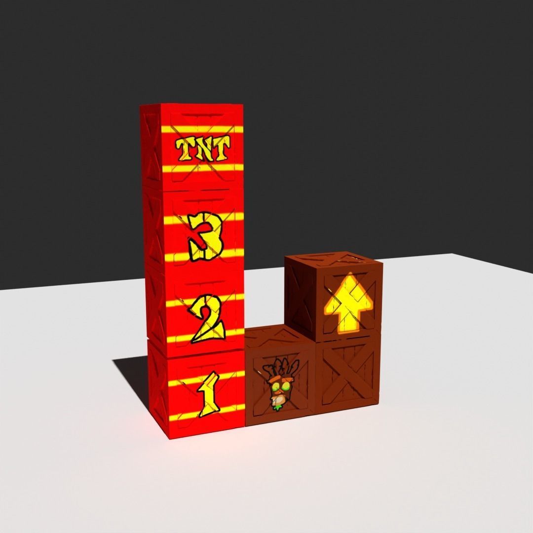 3D model crash bandicoot boxes TNT box regular box VR / AR / low-poly ...