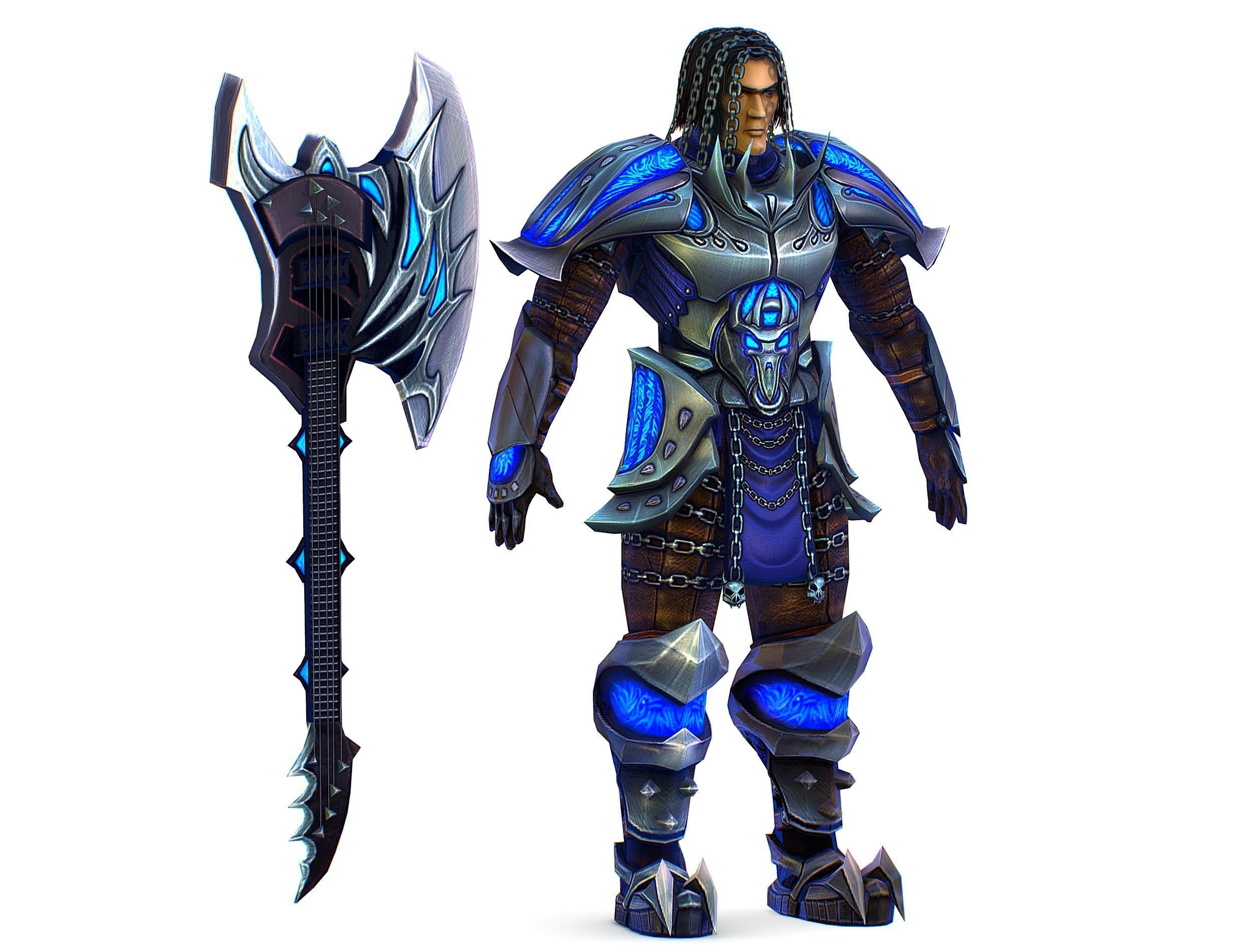 3D model Futuristic Warrior Heavy Armor Axe VR / AR / low-poly | CGTrader