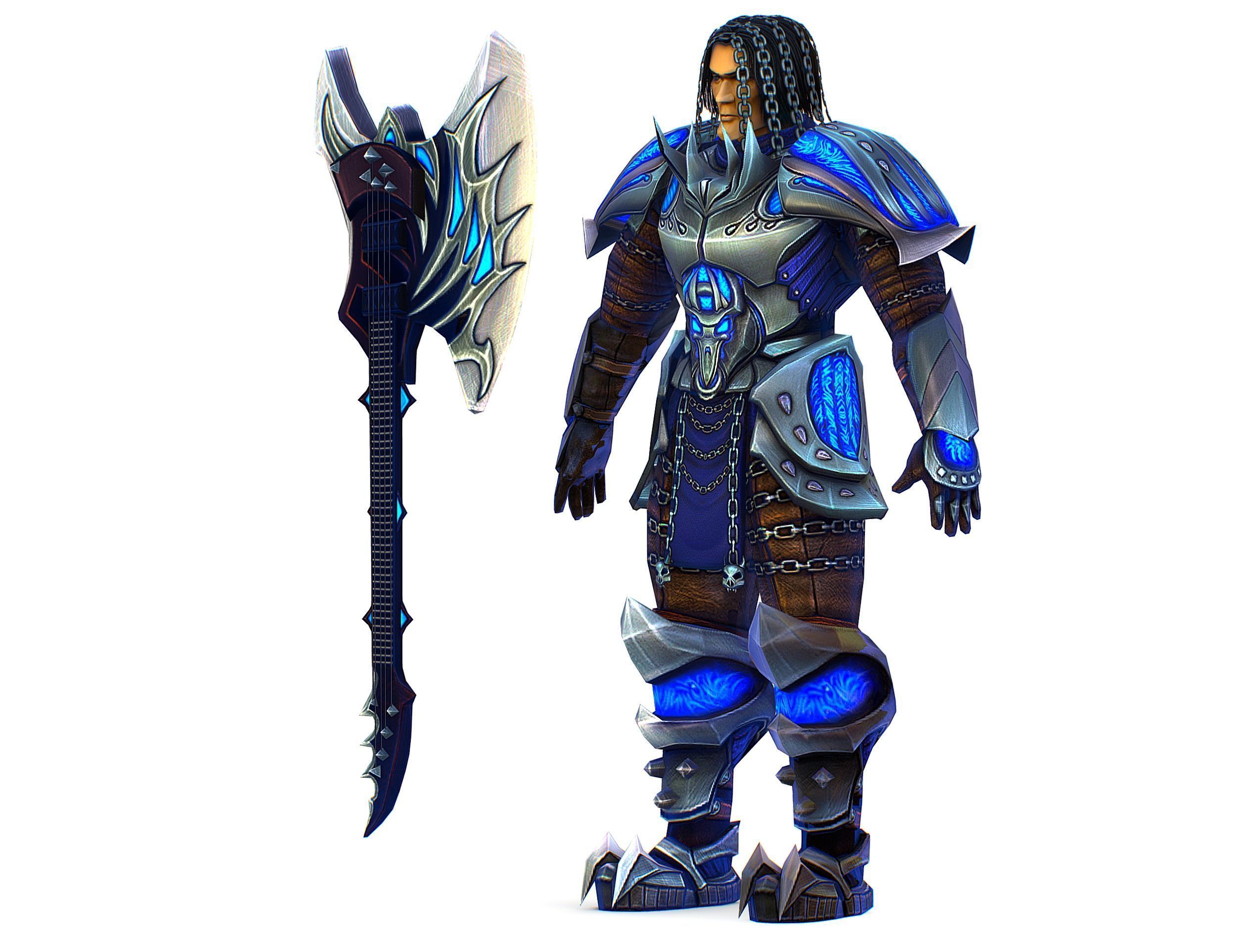 3D model Futuristic Warrior Heavy Armor Axe VR / AR / low-poly | CGTrader