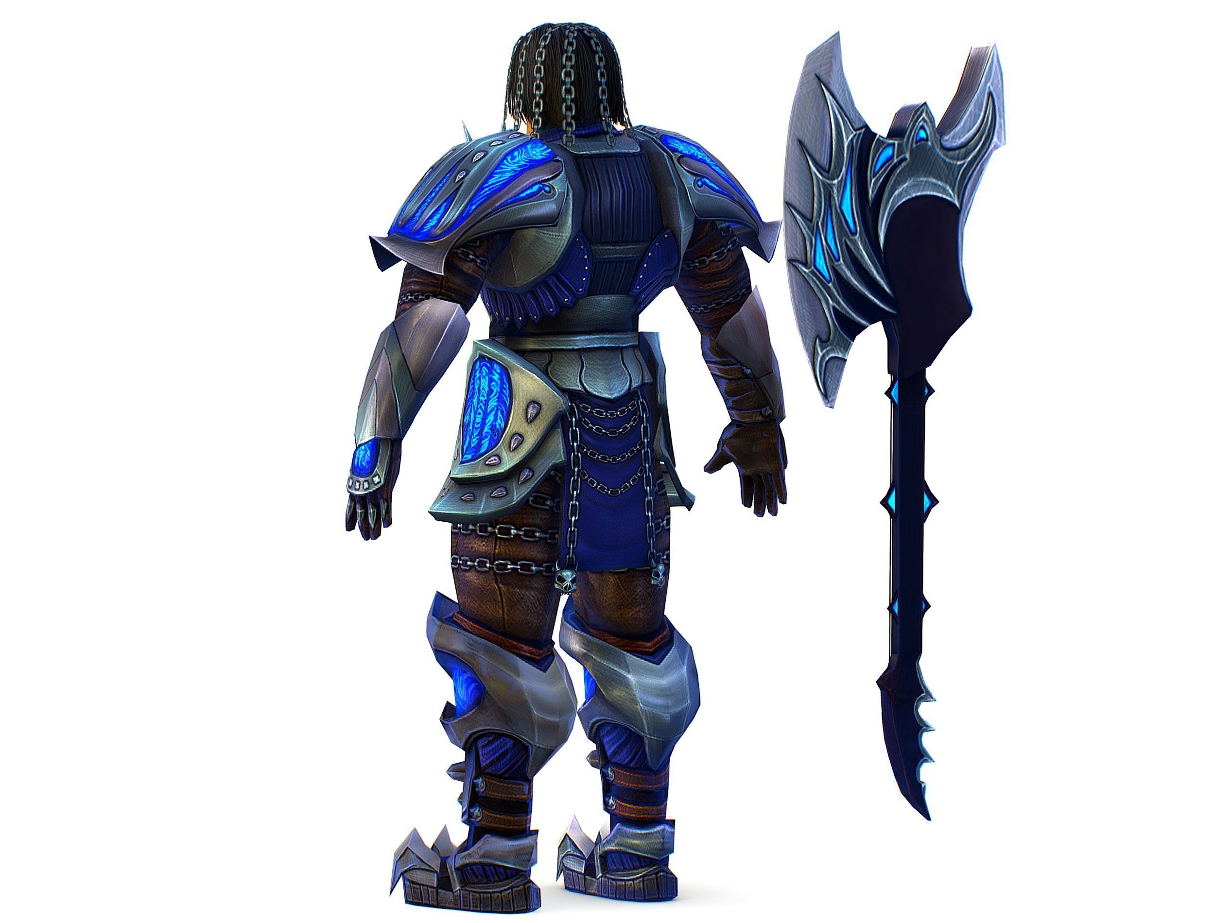 3D model Futuristic Warrior Heavy Armor Axe VR / AR / low-poly | CGTrader