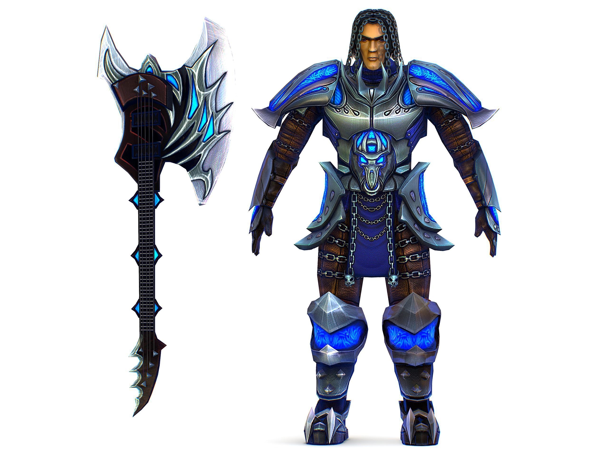 3D model Futuristic Warrior Heavy Armor Axe VR / AR / low-poly | CGTrader