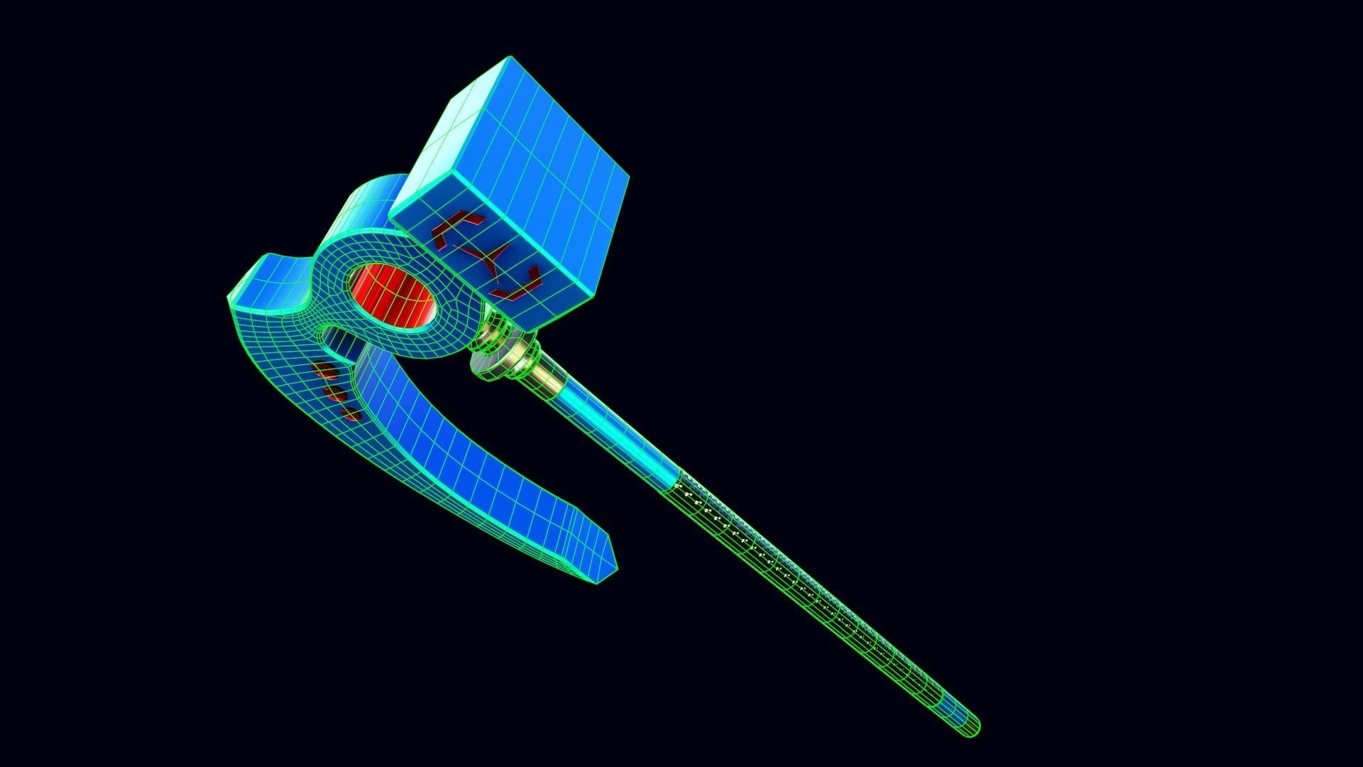 Low-poly stylized two-handed hammer game-ready free VR / AR / low-poly ...