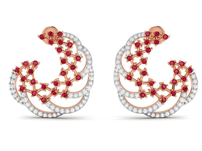 Ruby Galaxy Women earrings 3dm render detail 3D model 3D printable ...